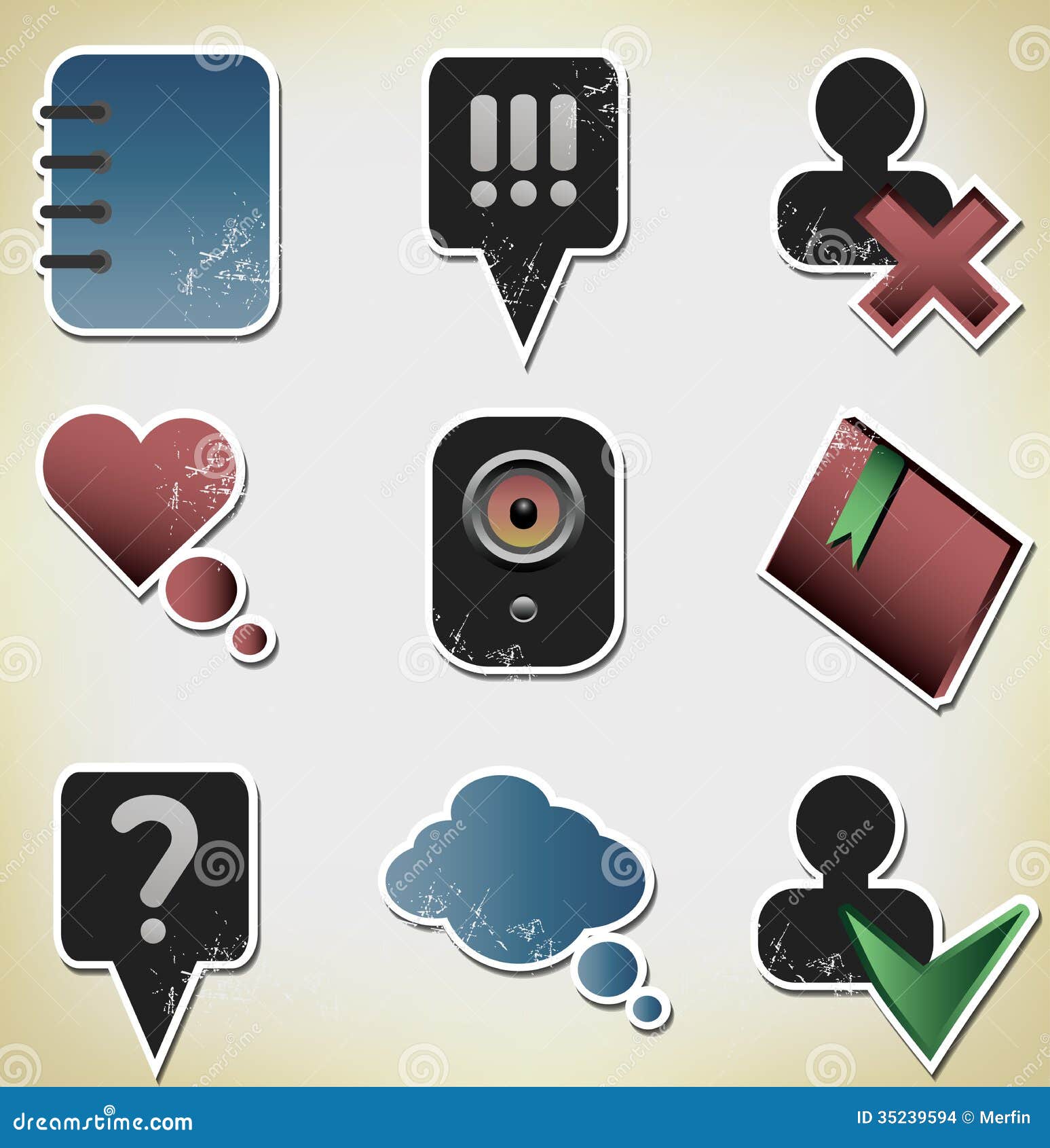 Paper Retro Vintage Communication Icons Stock Vector - Illustration of ...