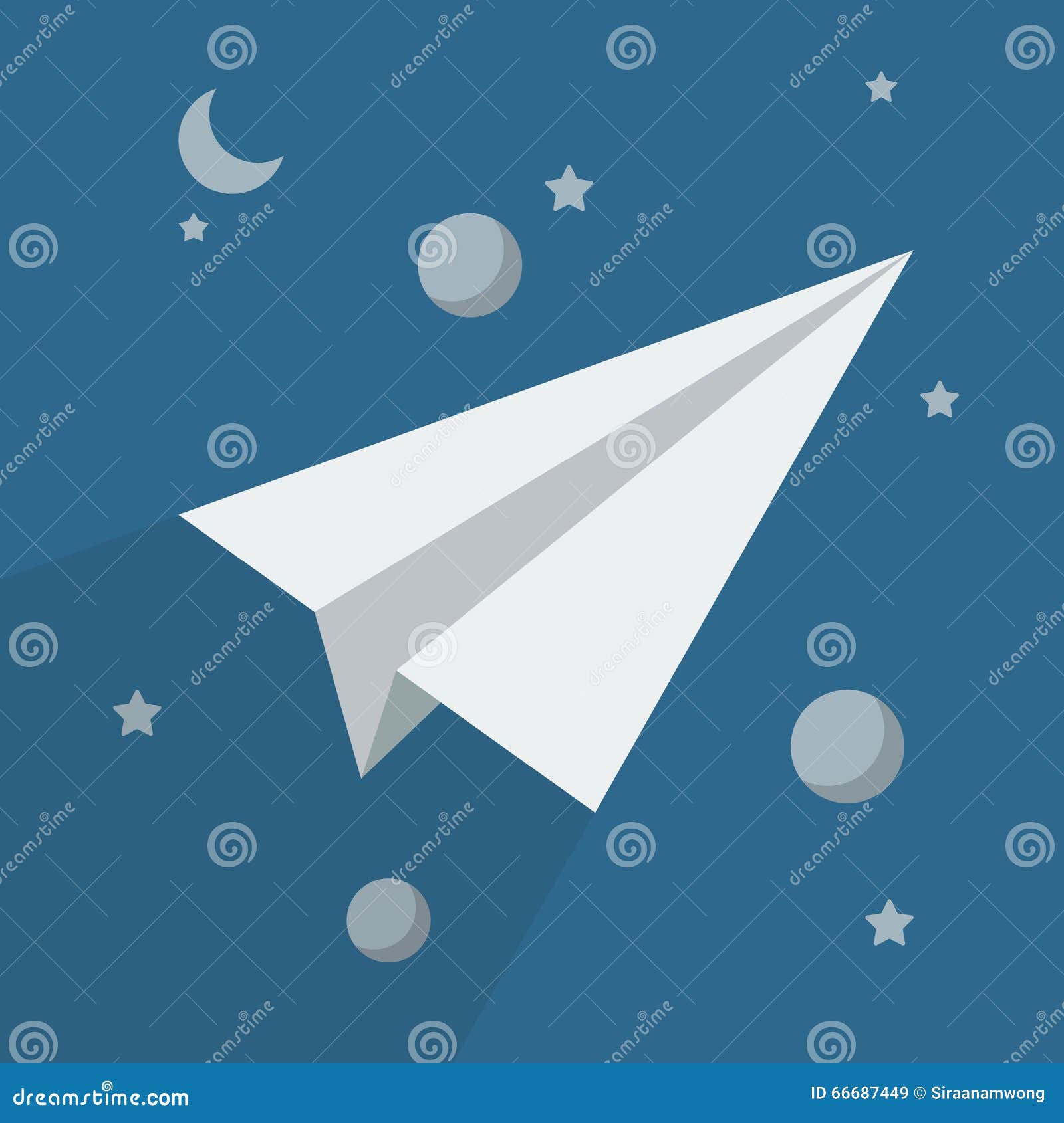 Paper Rocket On Night Sky Background Vector Illustration ...