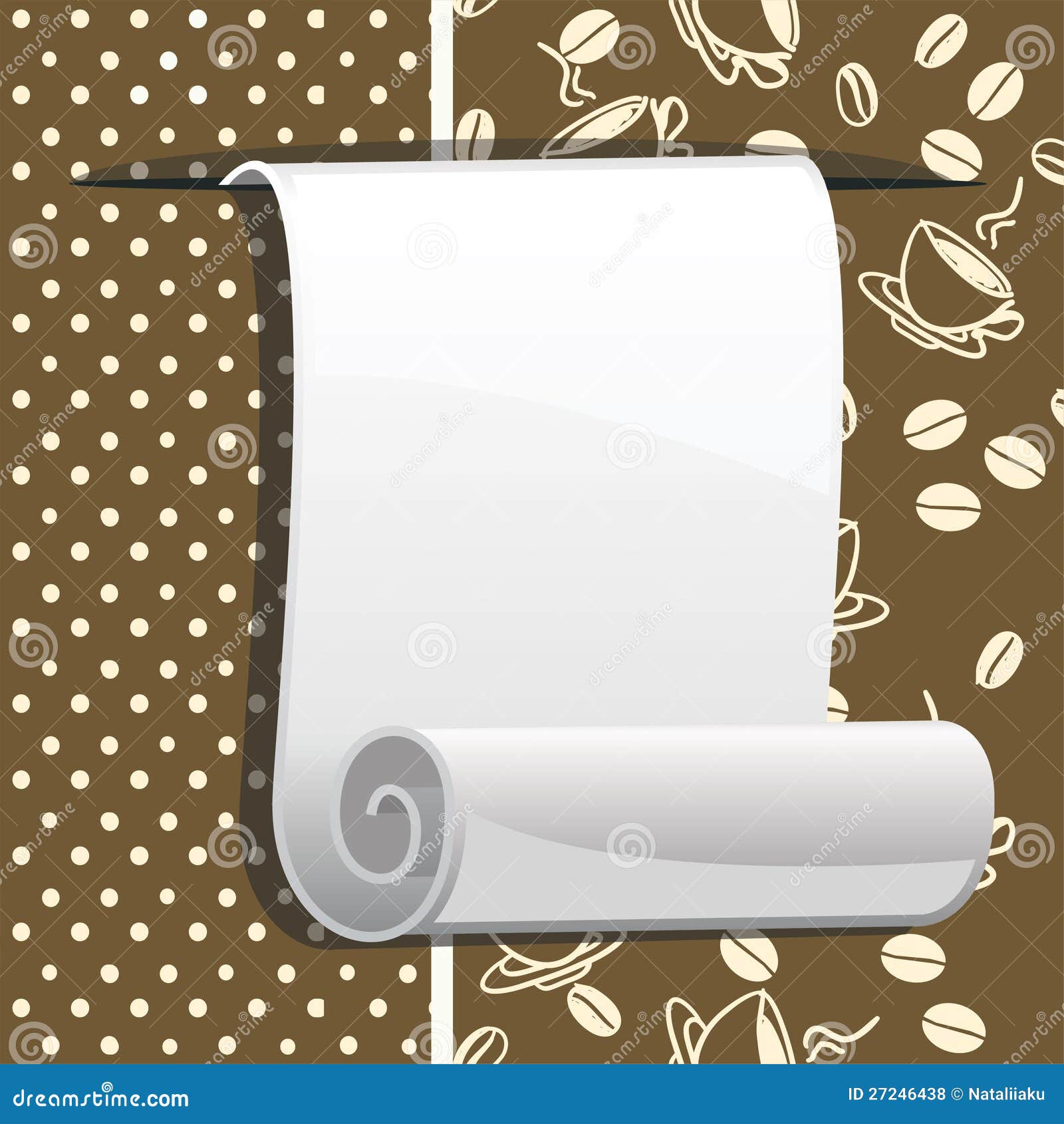 Paper Roll Brown Background Coffee Beans Stock Illustrations – 2 Paper ...