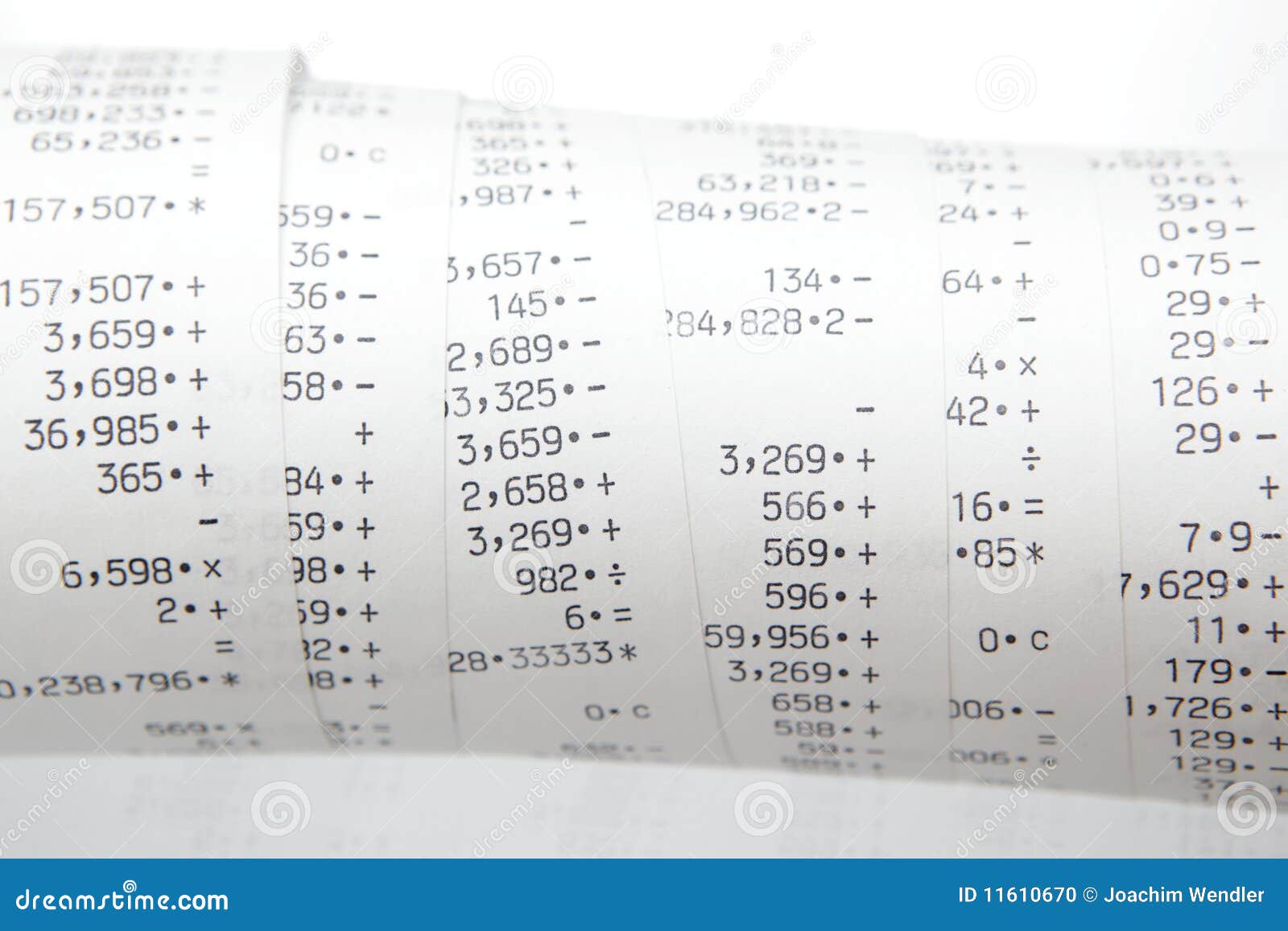 Paper Roll of a Desk-top Calculator Stock Photo - Image of black ...