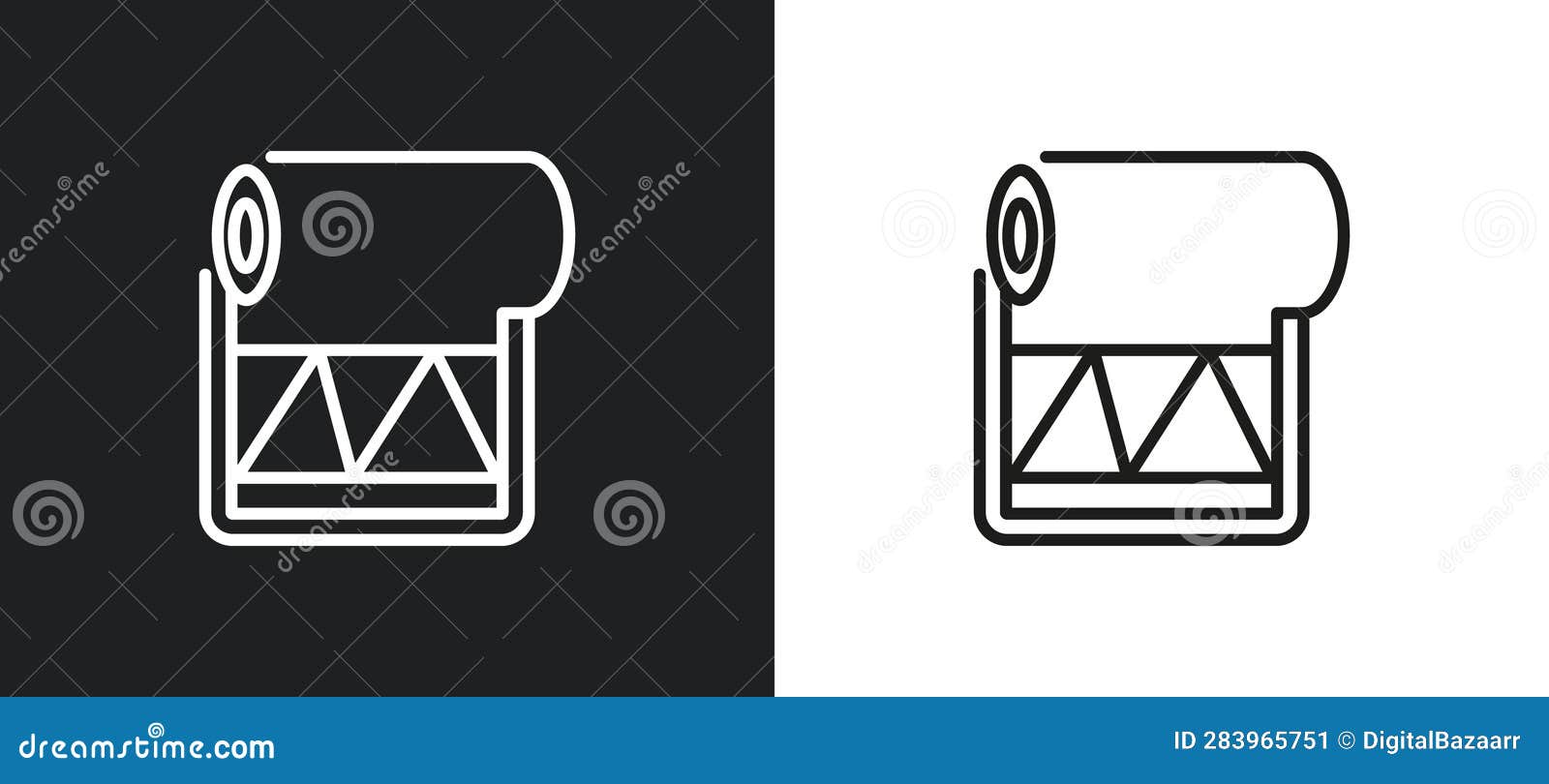 Paper Roll Outline Icon in White and Black Colors. Paper Roll Flat ...