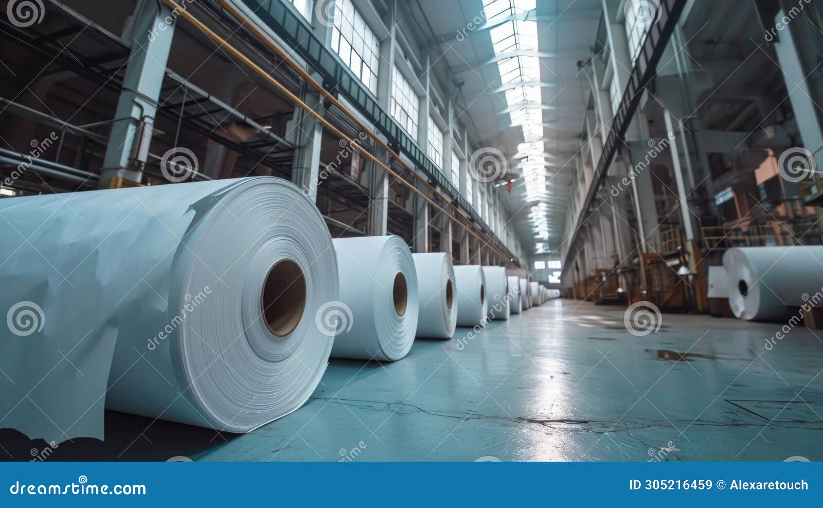 Paper Roll Storage in Industrial Warehouse Stock Image - Image of ...