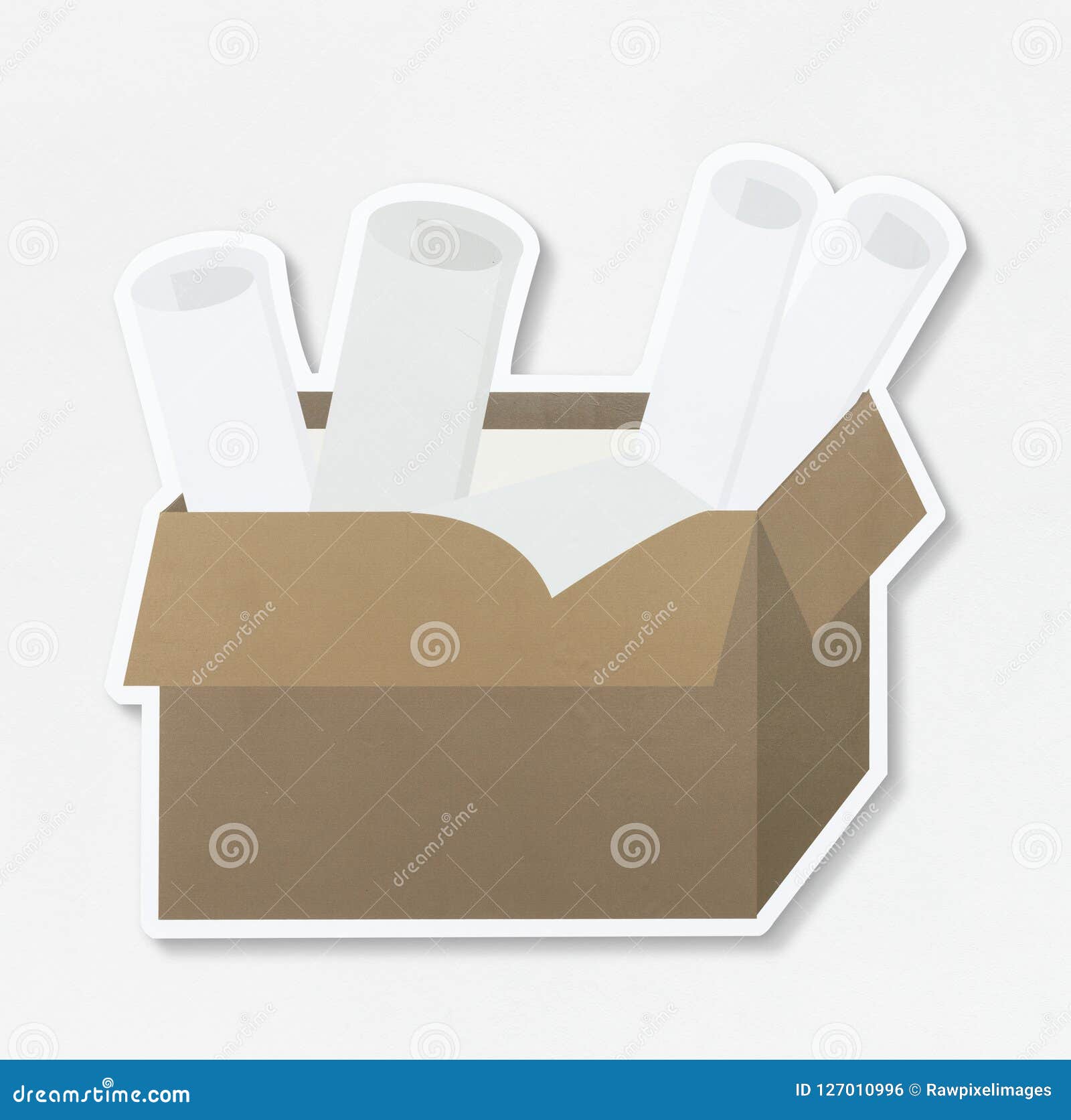 Paper Rolls in a Box Illustration Icon Stock Photo - Image of ...
