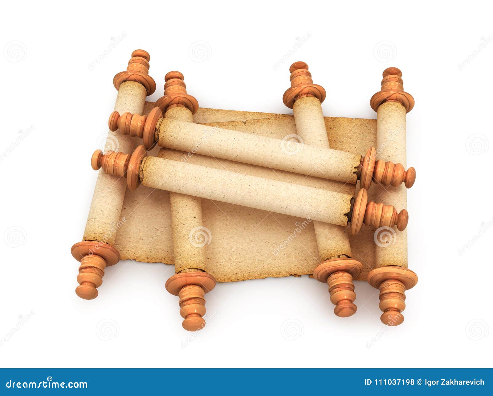 Paper. Rolls of Old Scrolls on White Background. 3d Stock Illustration ...