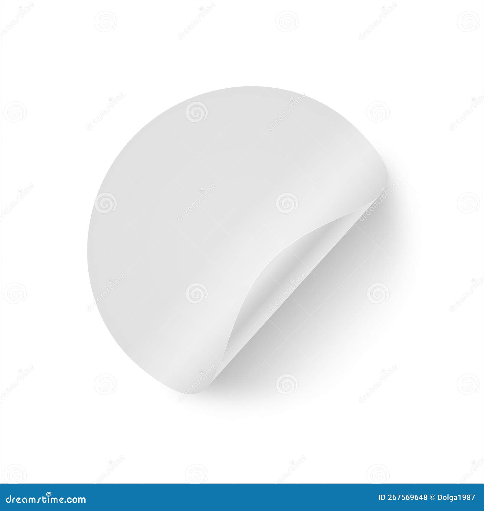 Paper Round Sticker with a Curved Bottom Corner on a White Background ...