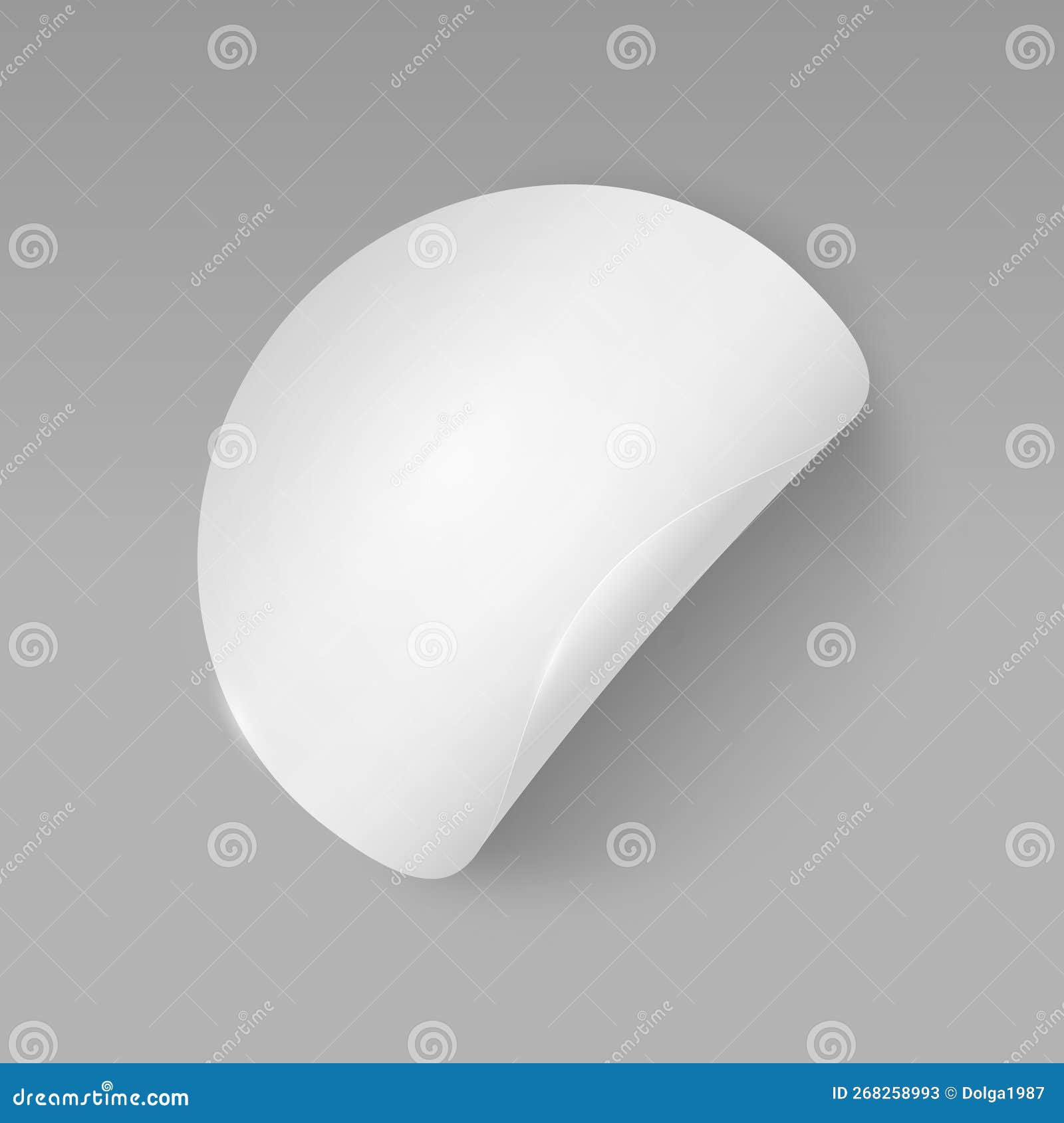 Paper Round Sticker with a Curved Corner on a Gray Background. Stock ...