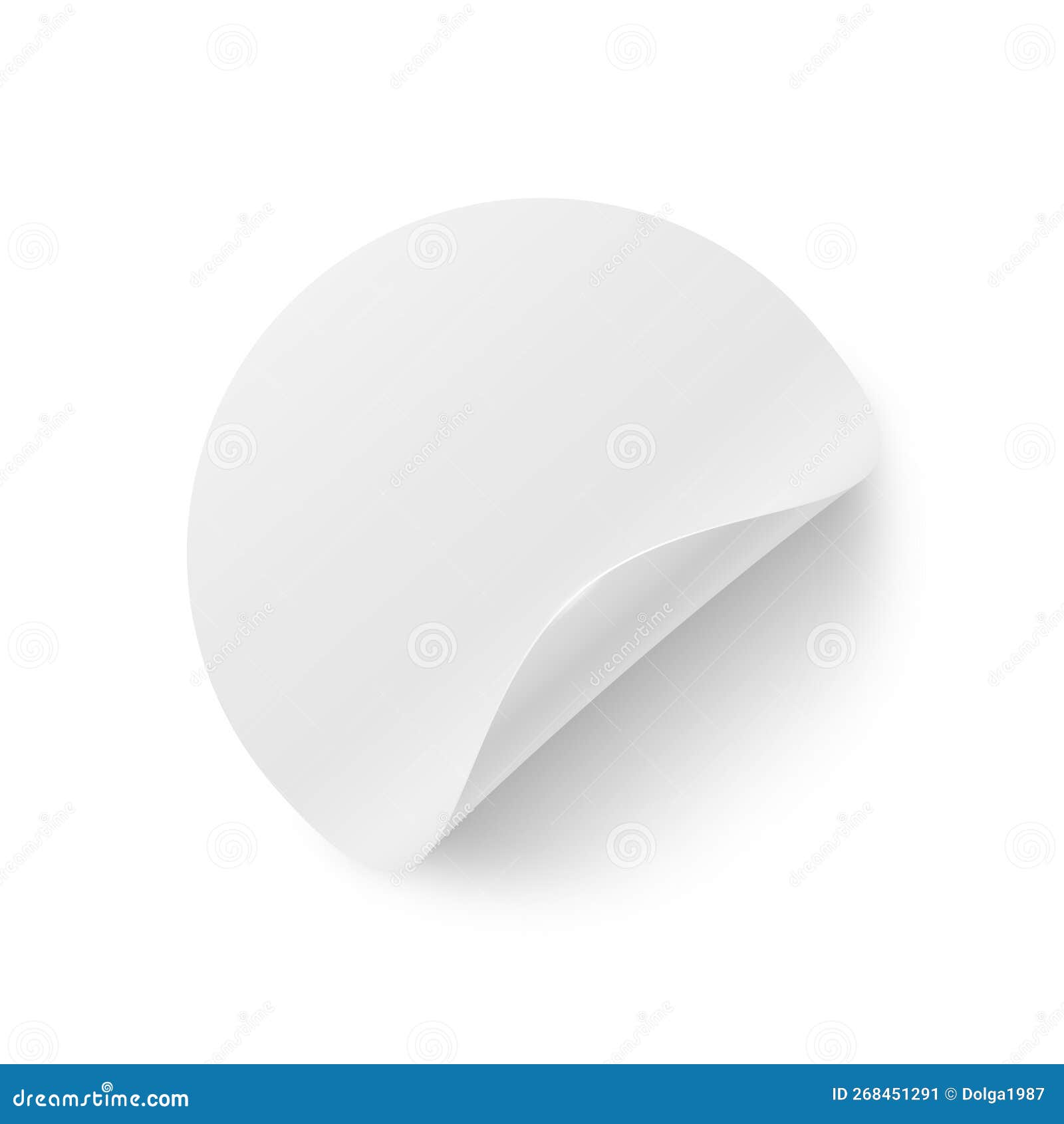 Paper Round Sticker with a Curved Corner on a White Background. Stock ...
