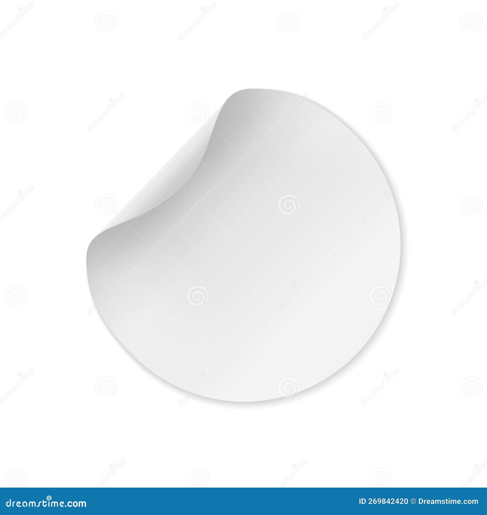 Paper Round Sticker with a Curved Upper Corner on a White Background ...