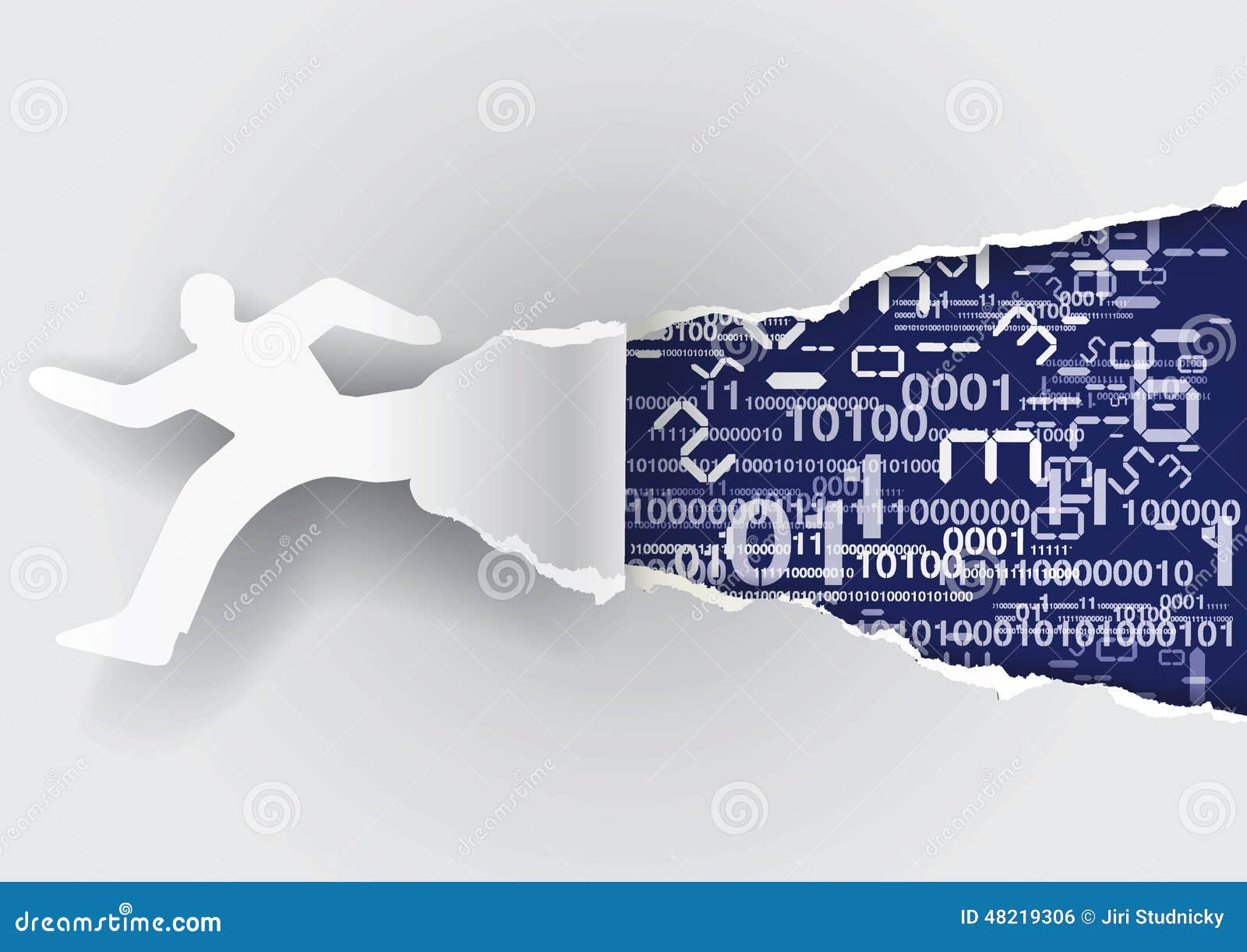 Paper Running Man with Binary Codes Stock Vector - Illustration of ...