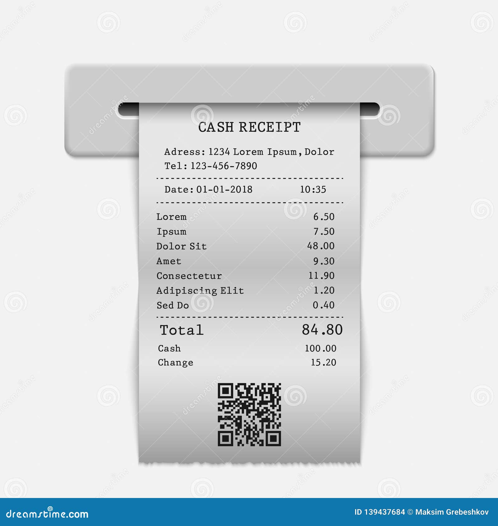 Paper Sales Printed Receipt Stock Illustration - Illustration of note ...