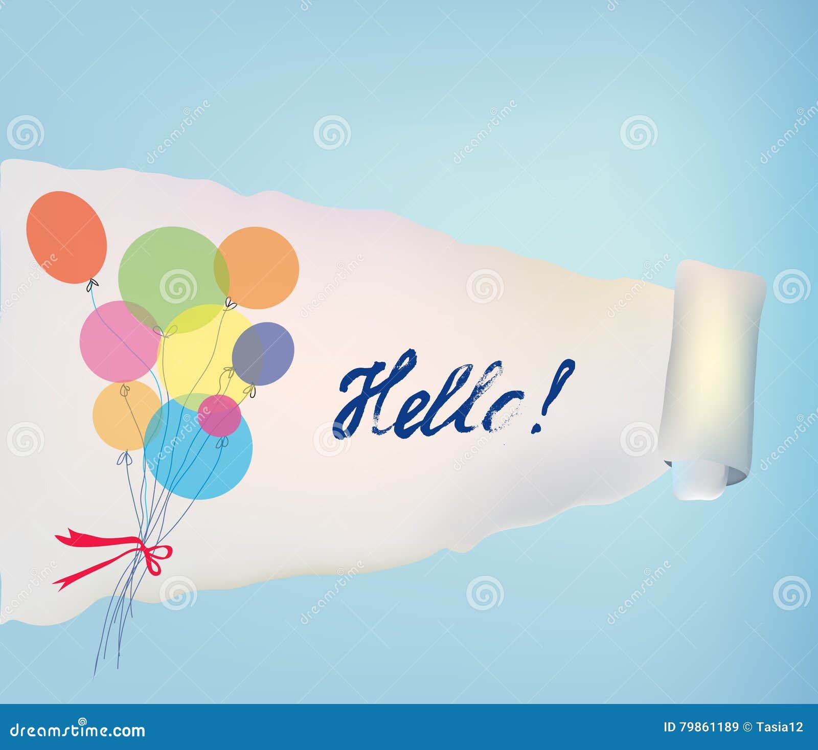 Paper Scroll Background with Baloons and Hello Stock Vector ...