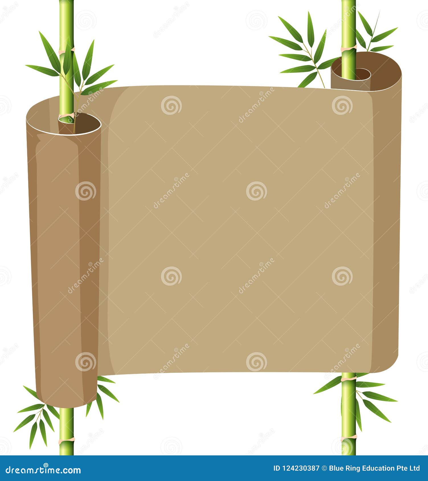 Bamboo Scroll Japanese Style Original Sumi-e Ink Painting. Royalty-Free ...