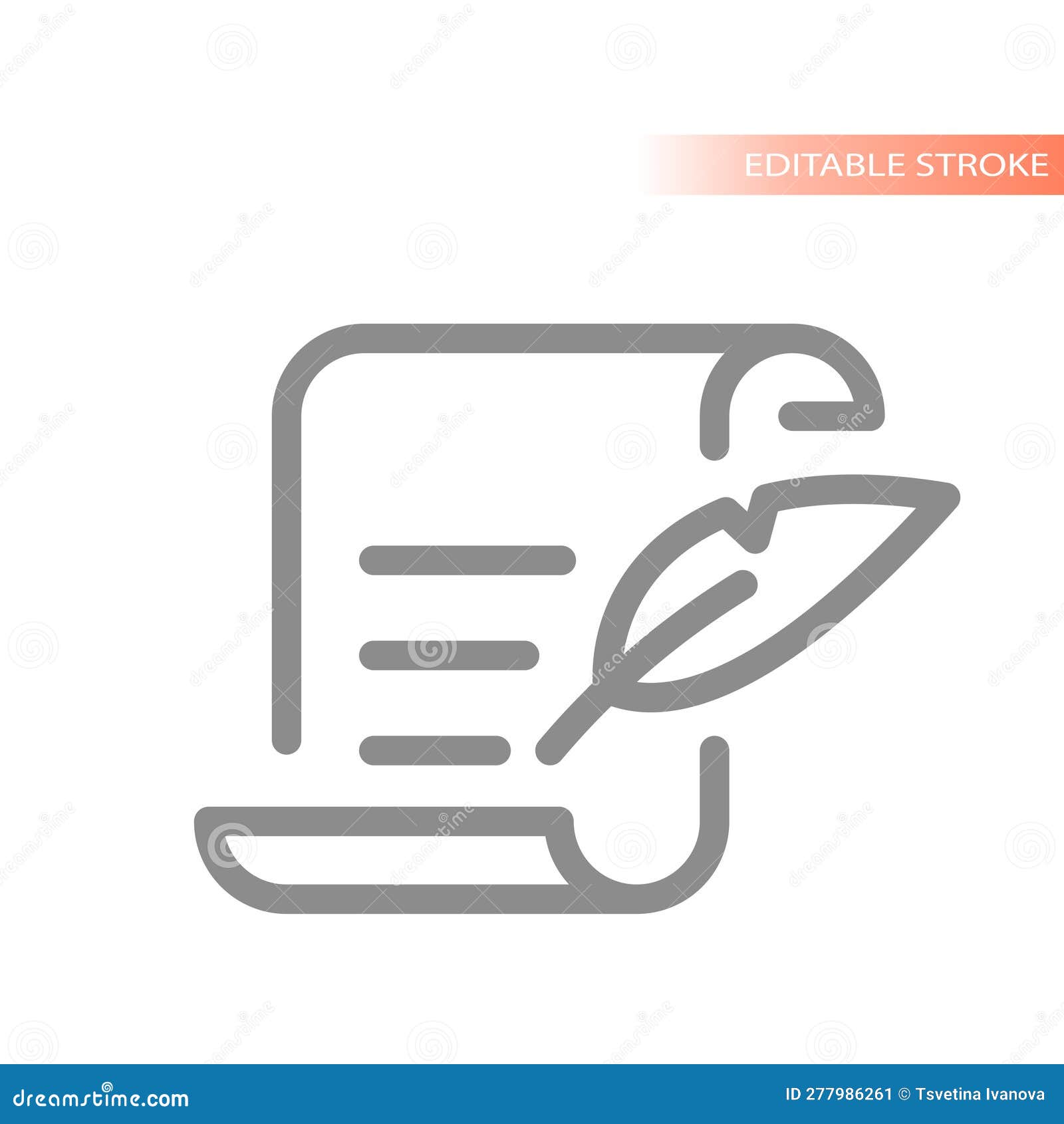 Paper Scroll Document with Quill Pen Signing Stock Vector ...