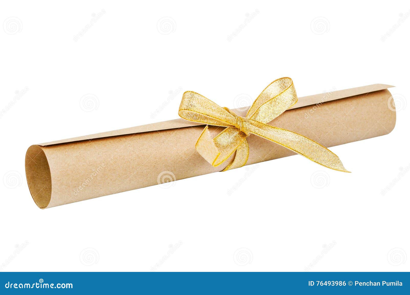 Paper scroll and gold bow. stock photo. Image of happy - 76493986