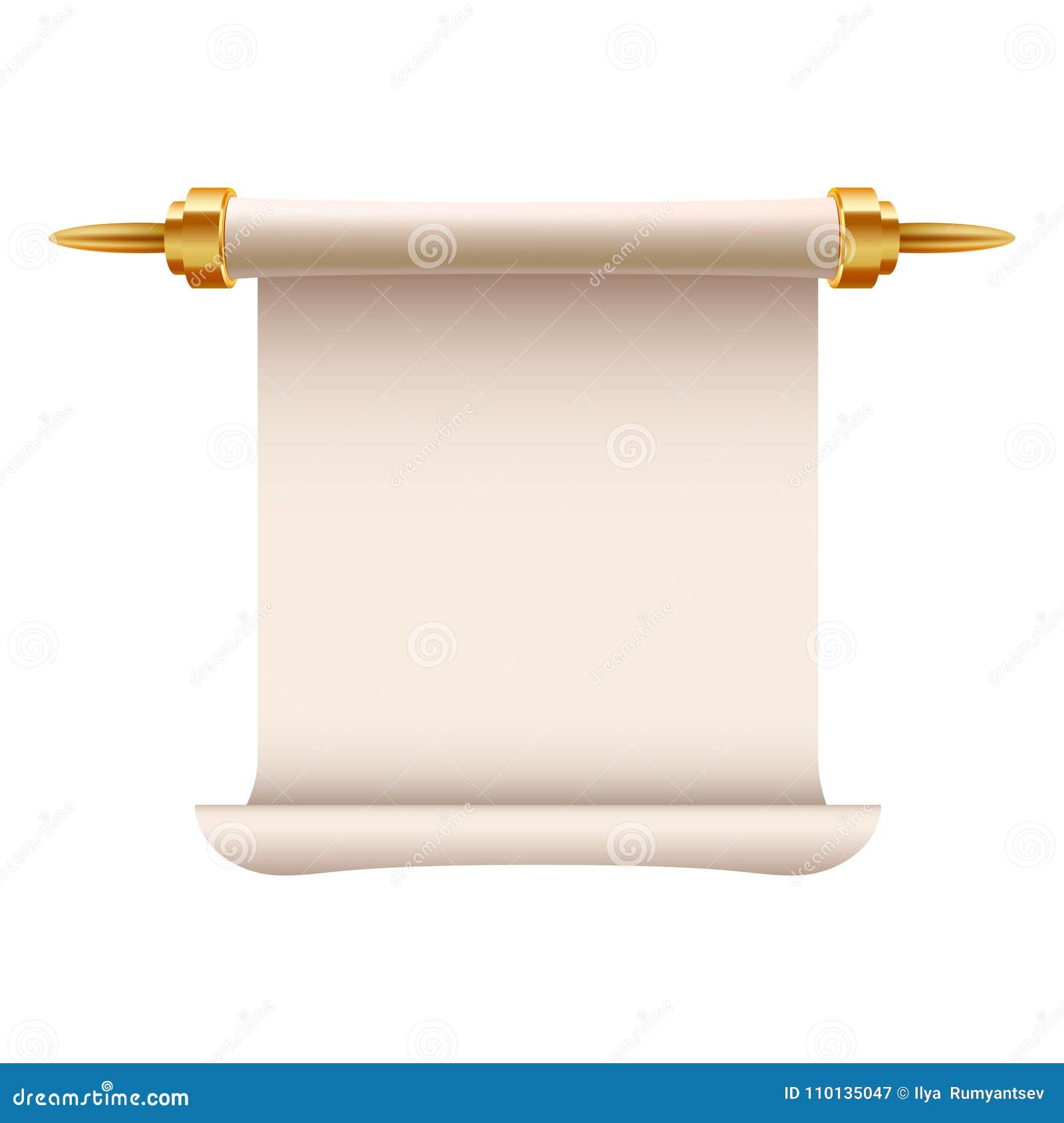 Paper Scroll with a Golden Handle Stock Vector - Illustration of ...