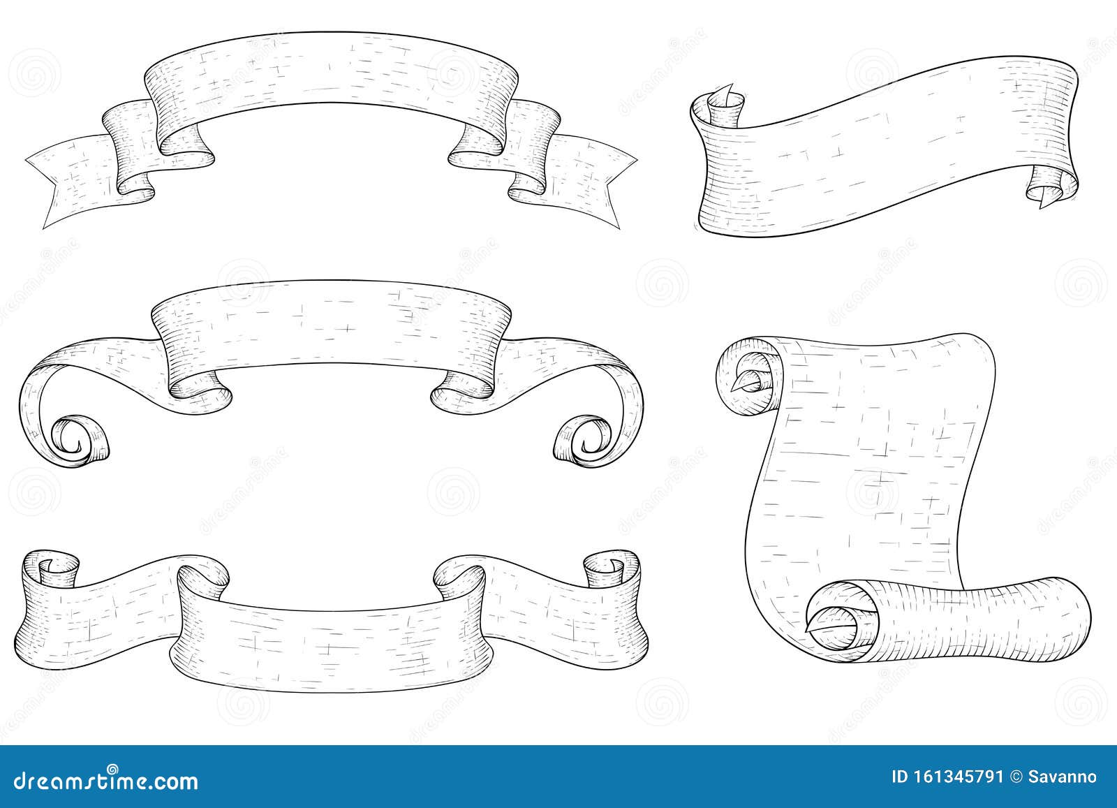 Paper Scroll. Hand Drawn Sketch Stock Vector - Illustration of symbol ...