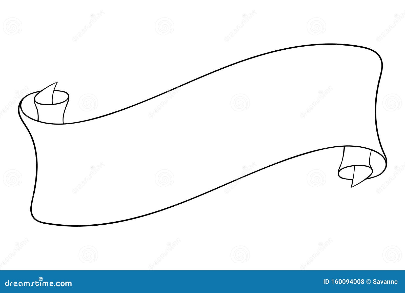 Paper Scroll. Horizontal Blank Outline Drawing Stock Vector ... Paper Scroll. Horizontal Blank Outline Drawing Stock Vector ...