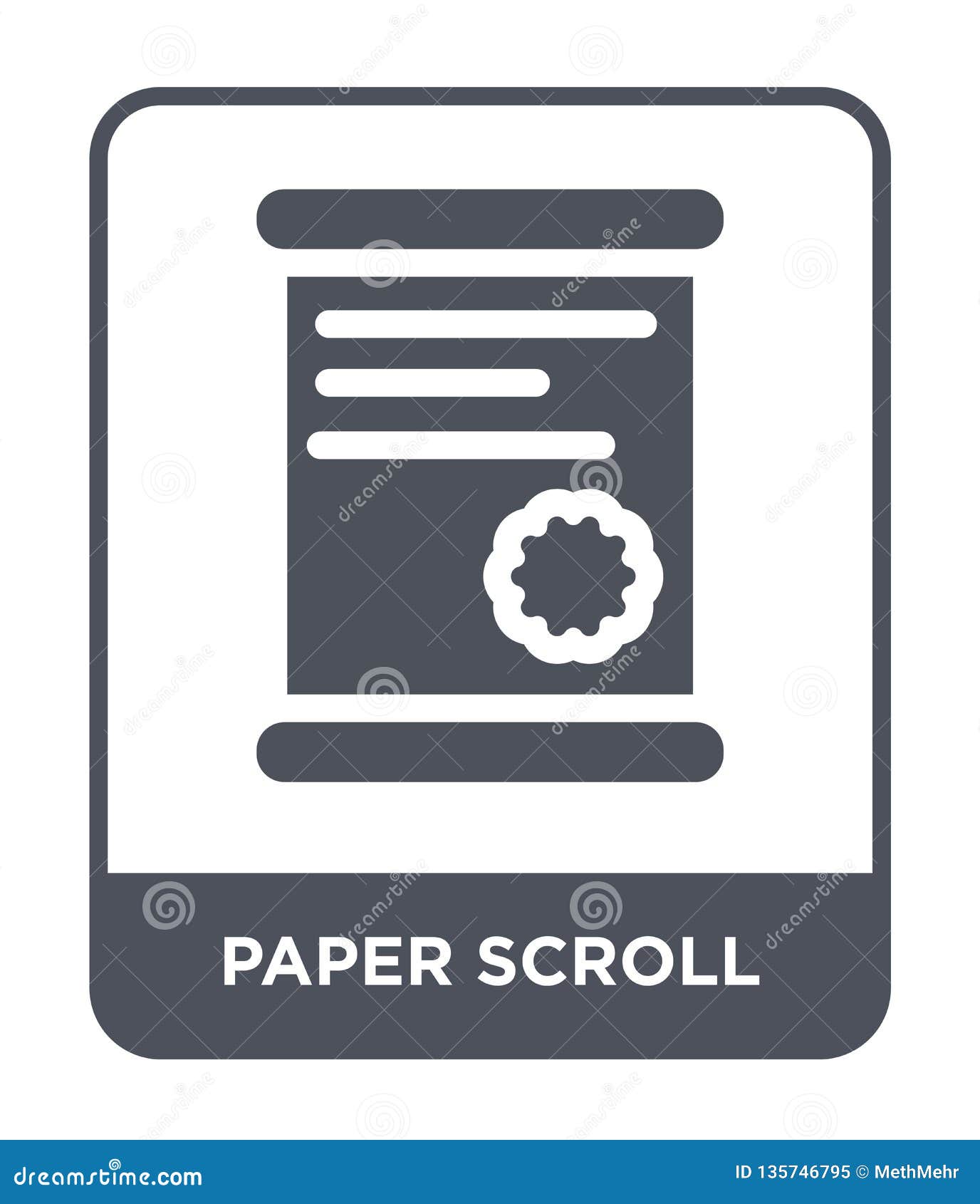Paper Scroll Icon in Trendy Design Style. Paper Scroll Icon Isolated on ...