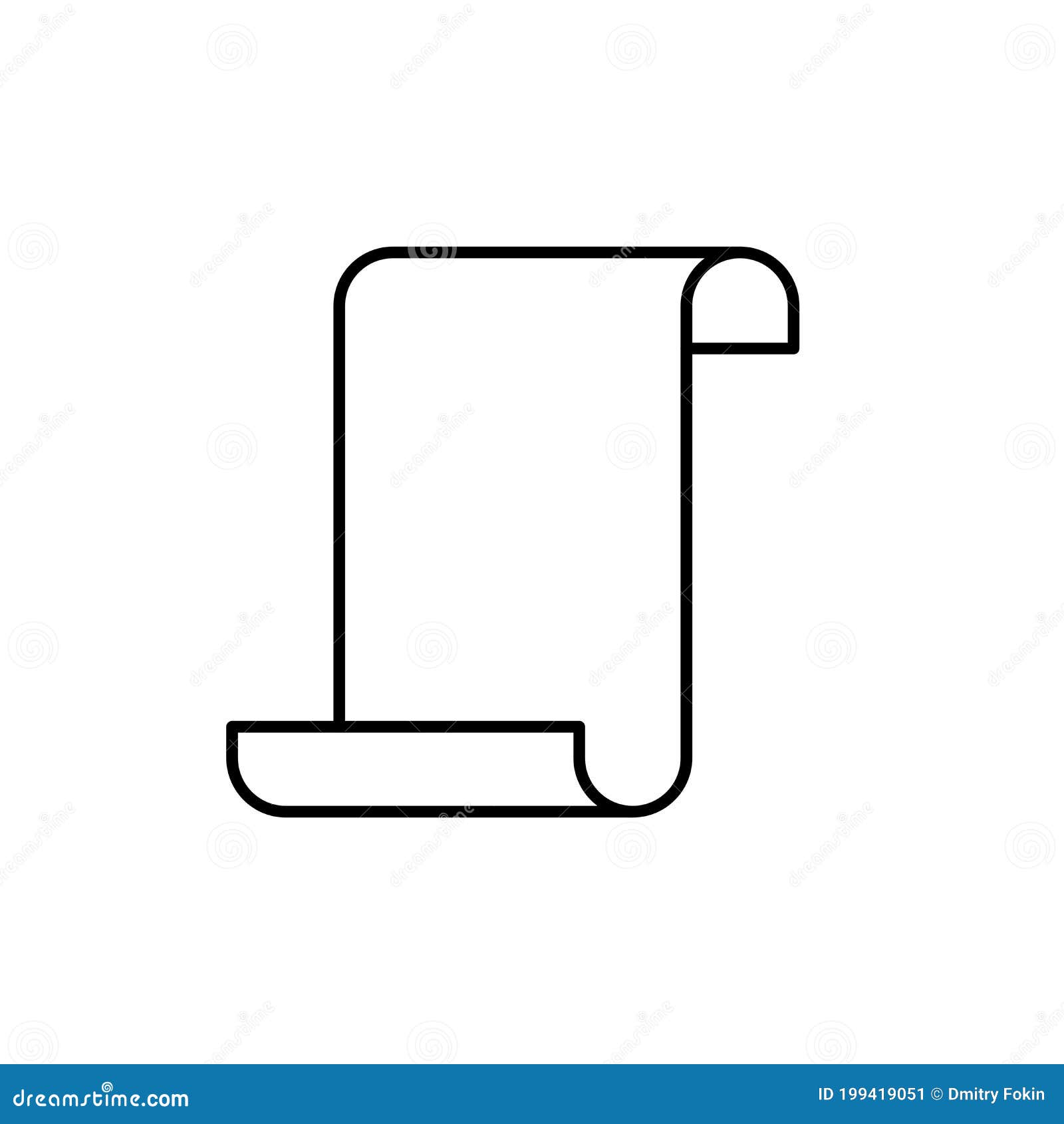 Paper Scroll Line Vector Icon, Flat Design Style. Editable Stroke ...