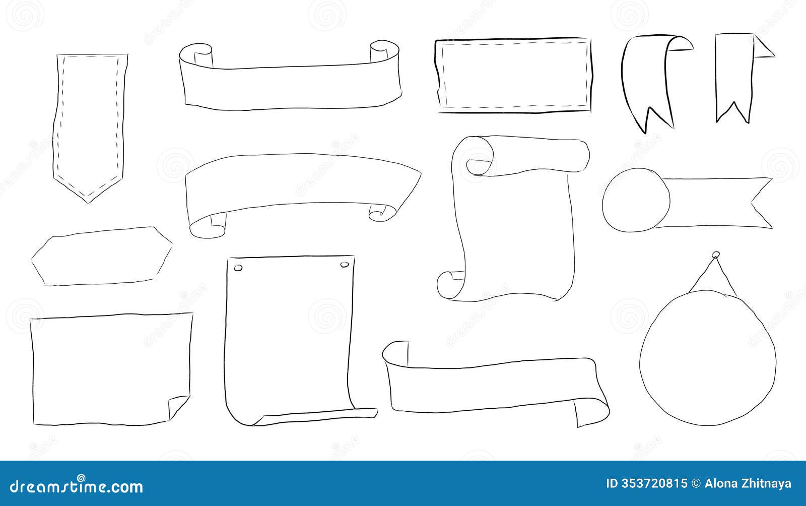 Paper Scroll Parchment Frame, Vintage Note, Sheet Sketch Doodle. Hand ...