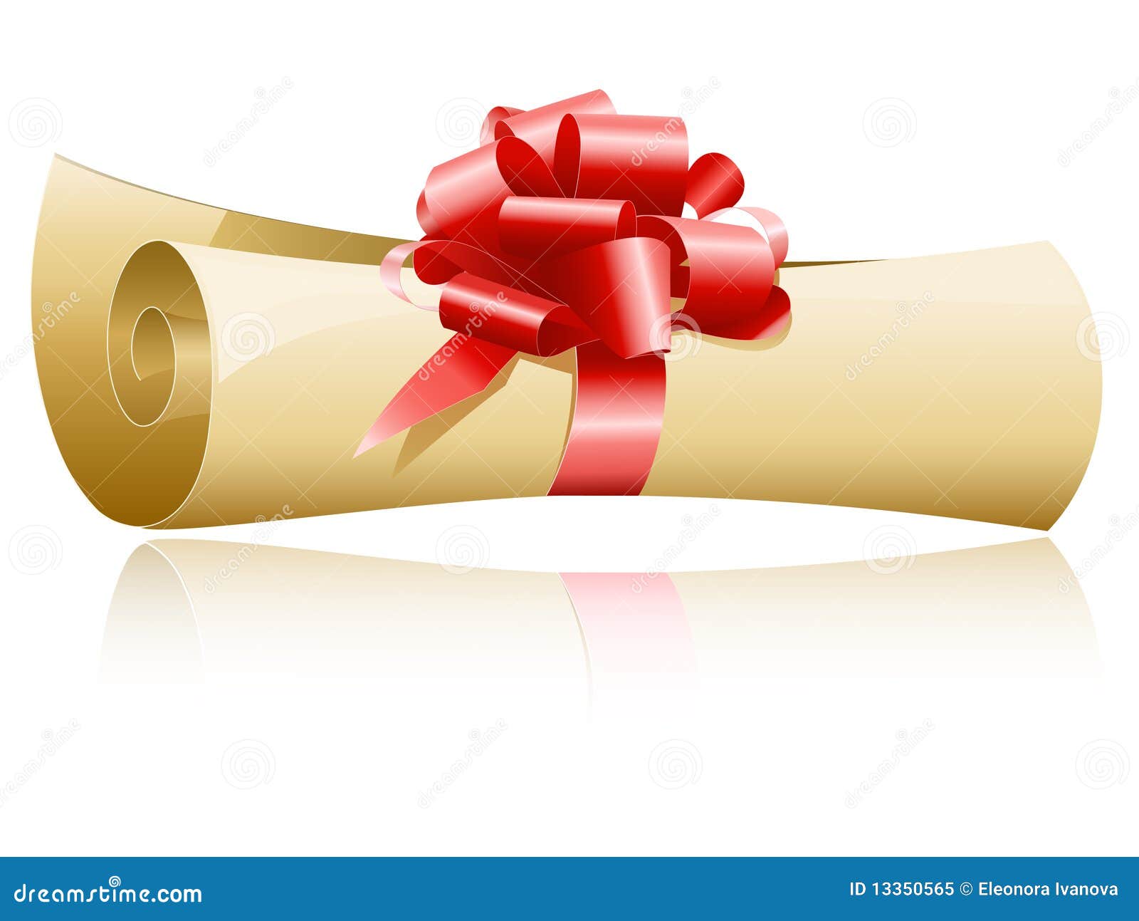 Paper Scroll with Red Gift Bow. Stock Vector - Illustration of ...