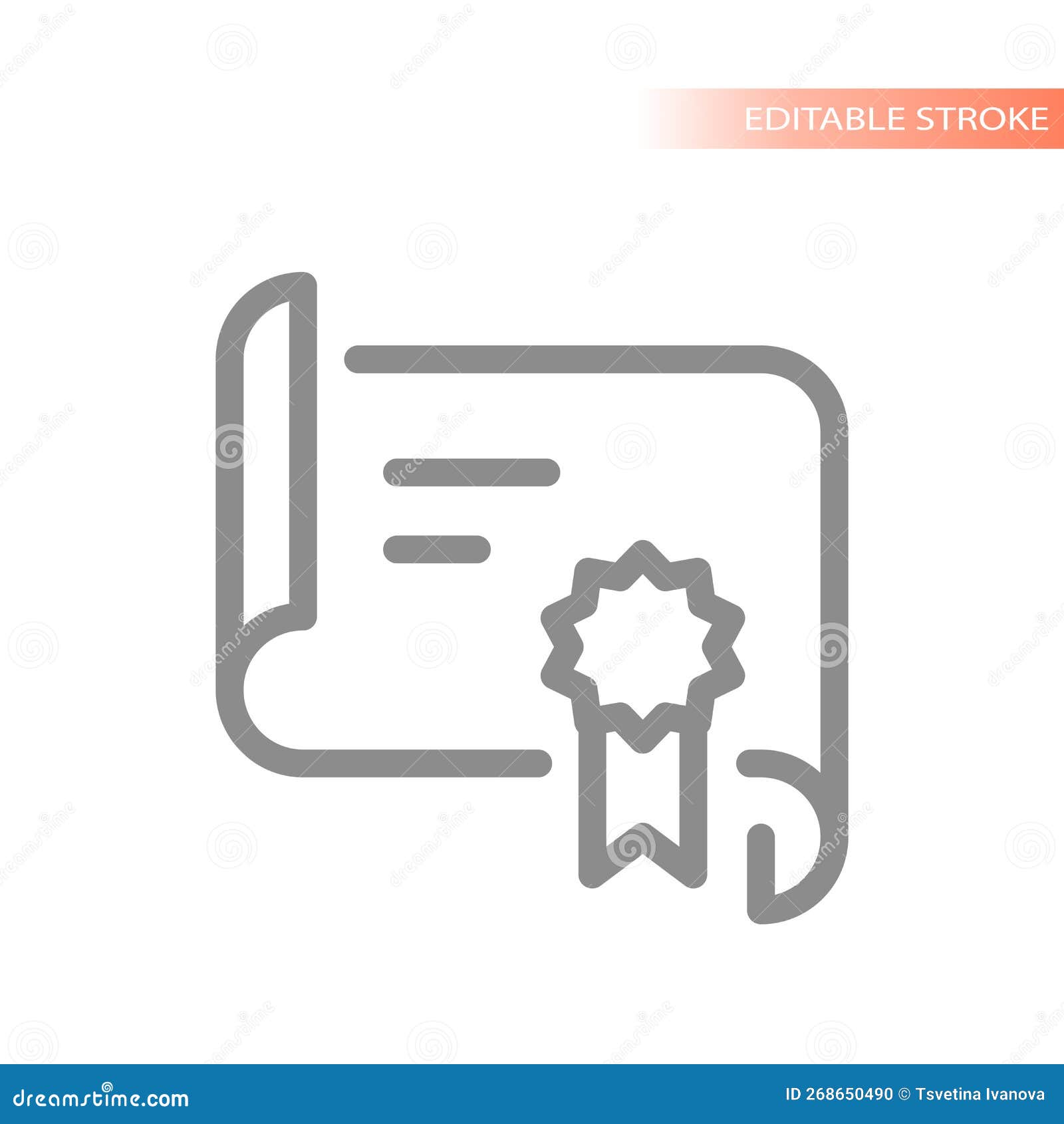 Paper Scroll and Ribbon Badge Line Vector Icon Stock Vector ...
