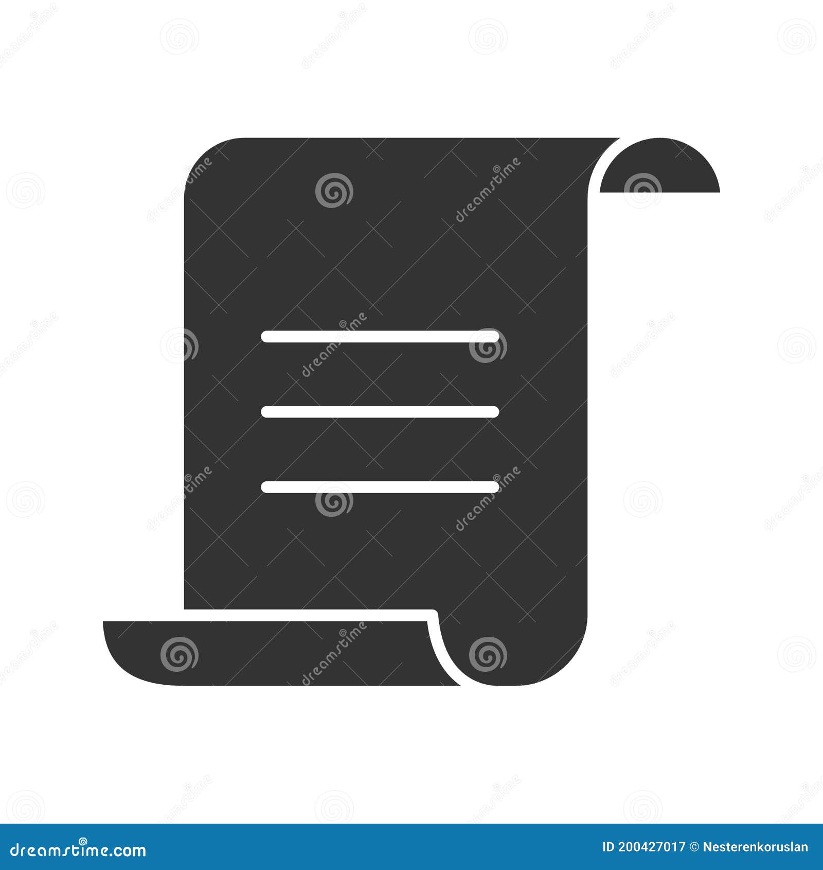 Paper Scroll with Text Glyph Icon Stock Vector - Illustration of sign ...