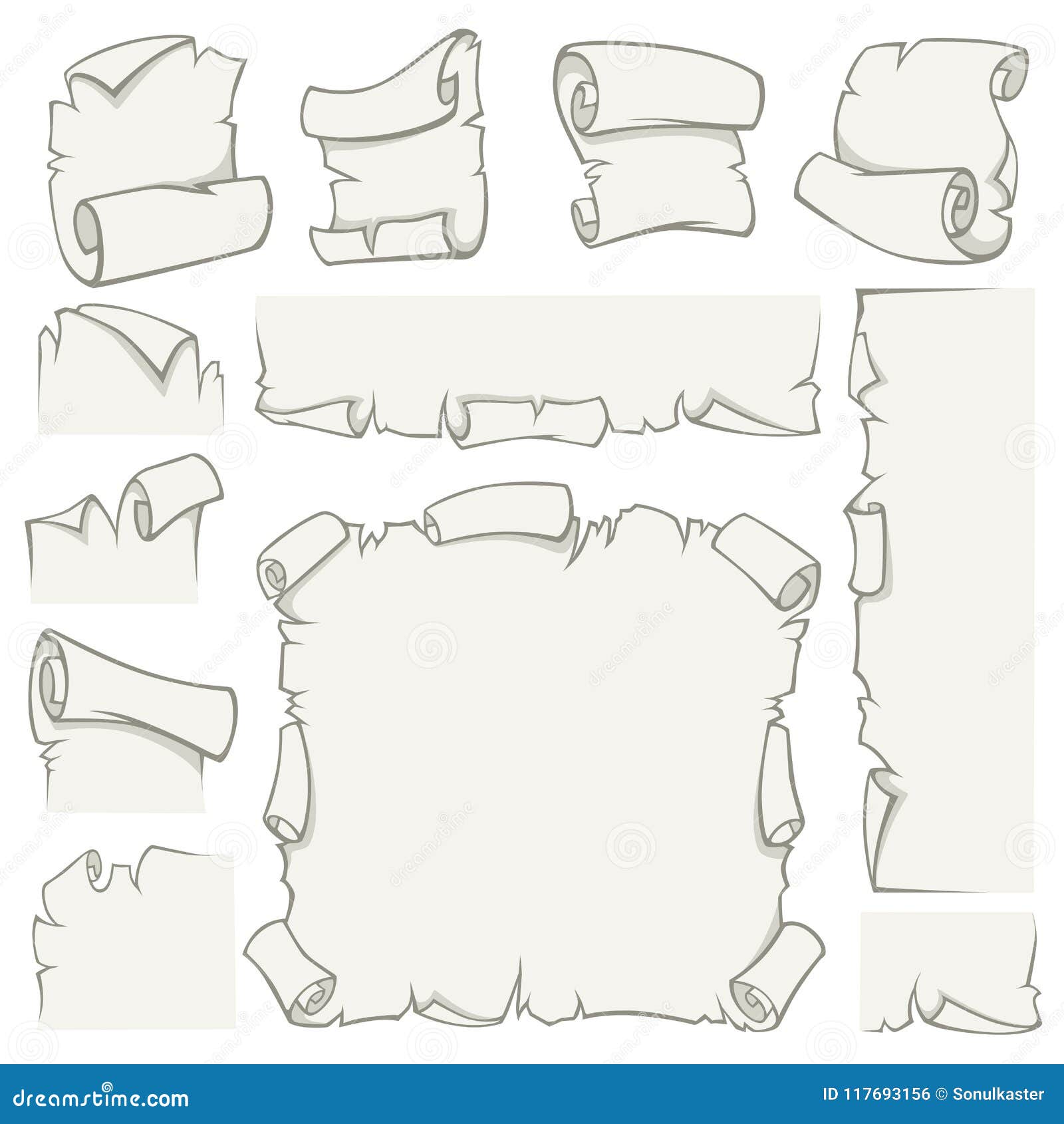 Paper Scrolls of Vector Old Papyrus Sheets Stock Vector - Illustration ...