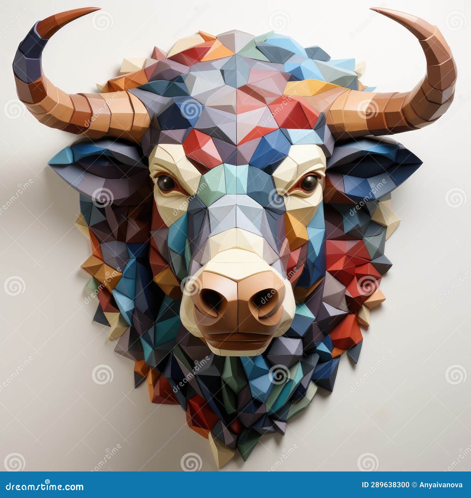 A Paper Sculpture of a Bull S Head on a Wall. Stock Illustration ...