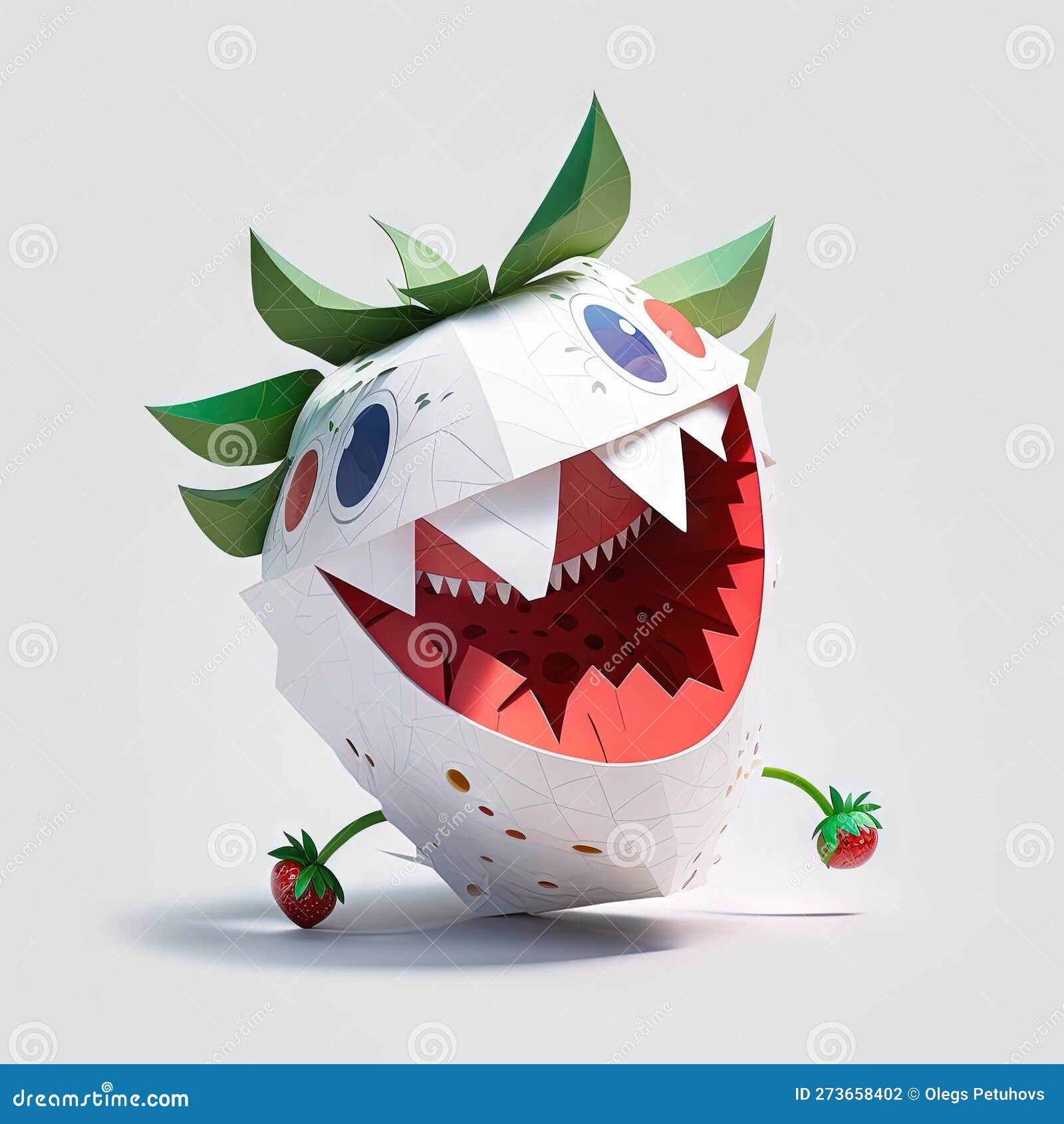 A Paper Sculpture of a Monster with a Strawberry on Its Nose Stock ...