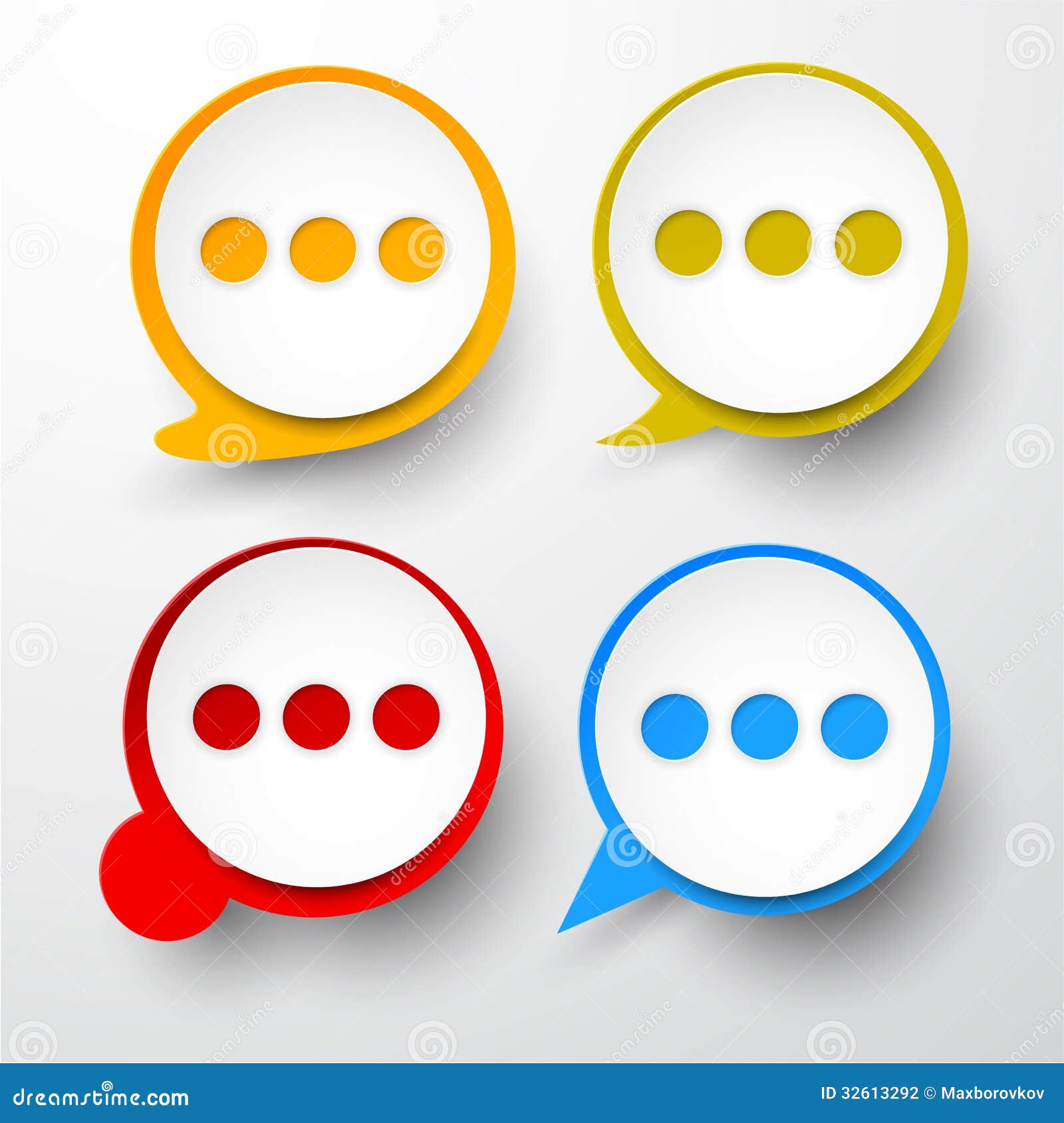 Paper Set of Round Speech Bubble. Stock Vector - Illustration of ...
