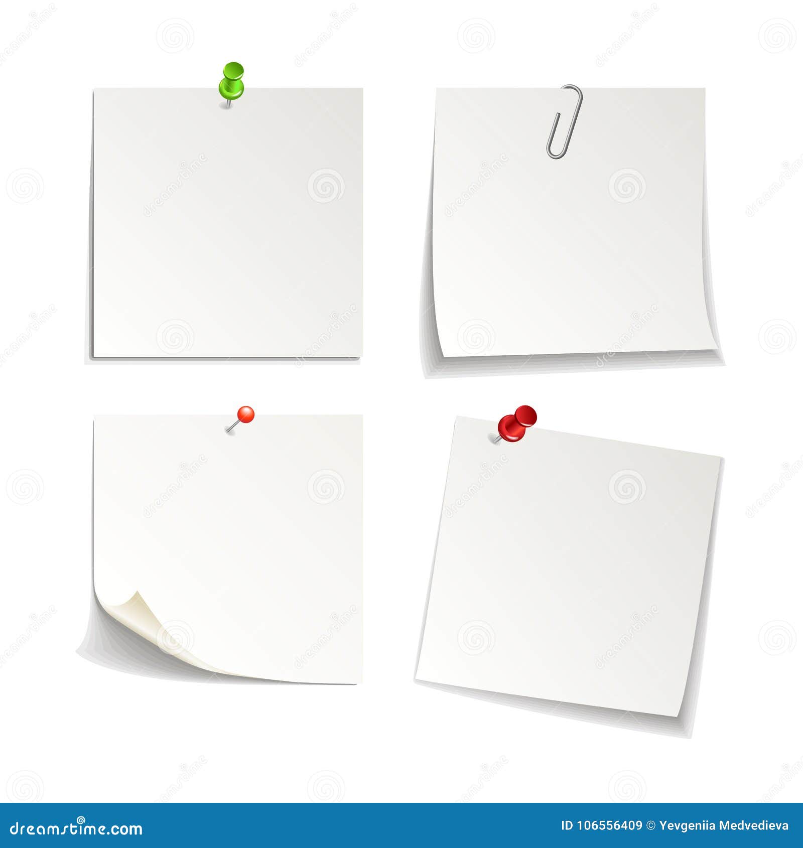White Sticky Note With Pin Needle Cartoon Vector | CartoonDealer.com ...