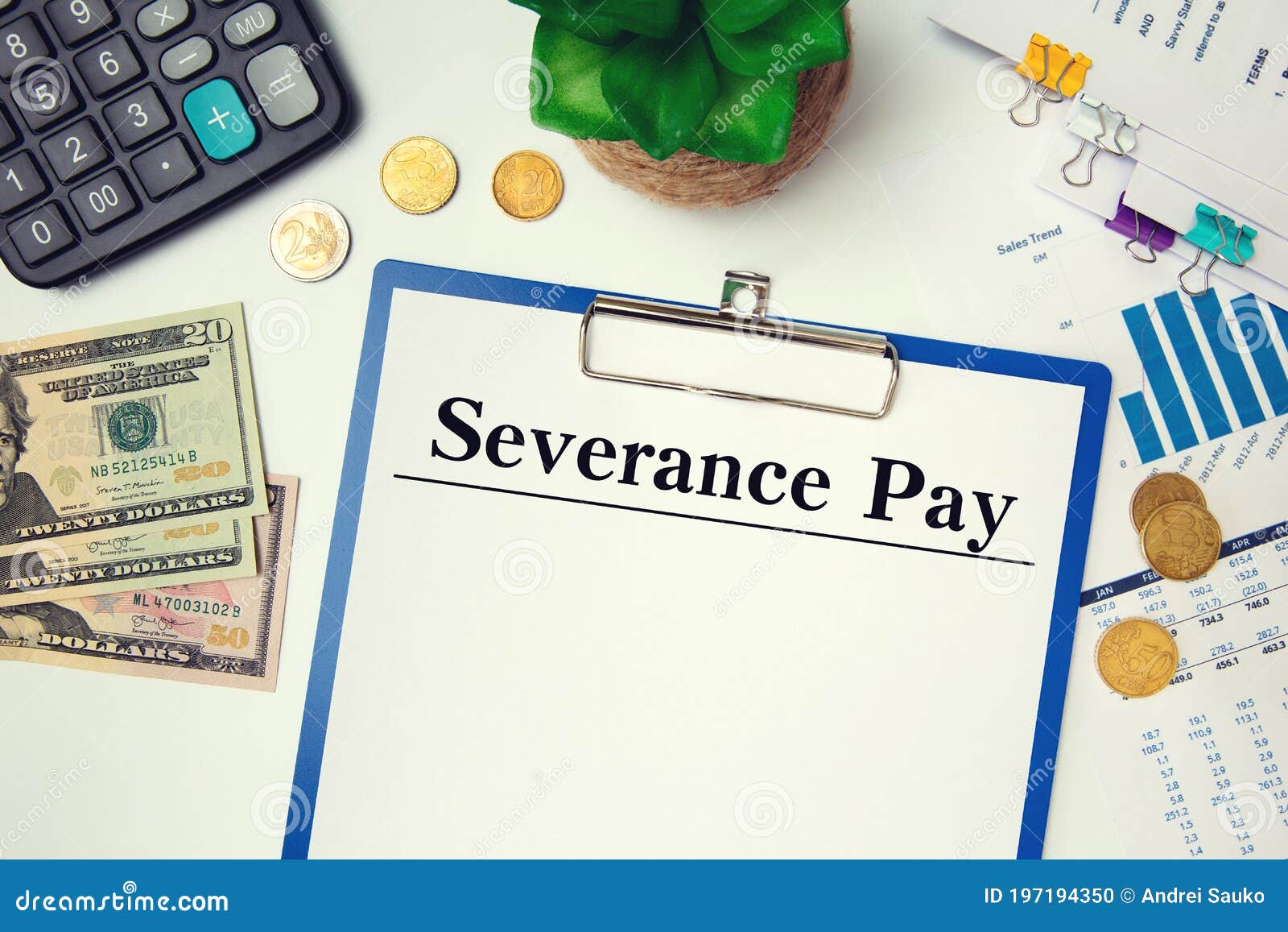 Paper with Severance Pay on the Table Stock Photo - Image of severance ...