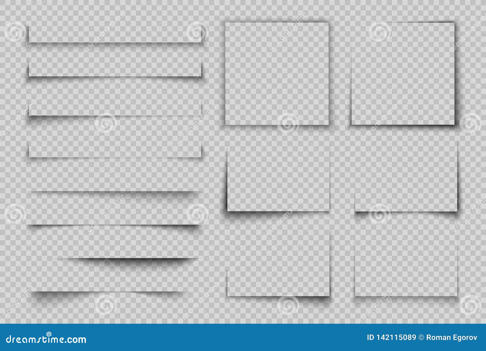 Paper Shadow Effect. Rectangle Box Square Shadow, Realistic Transparent ...