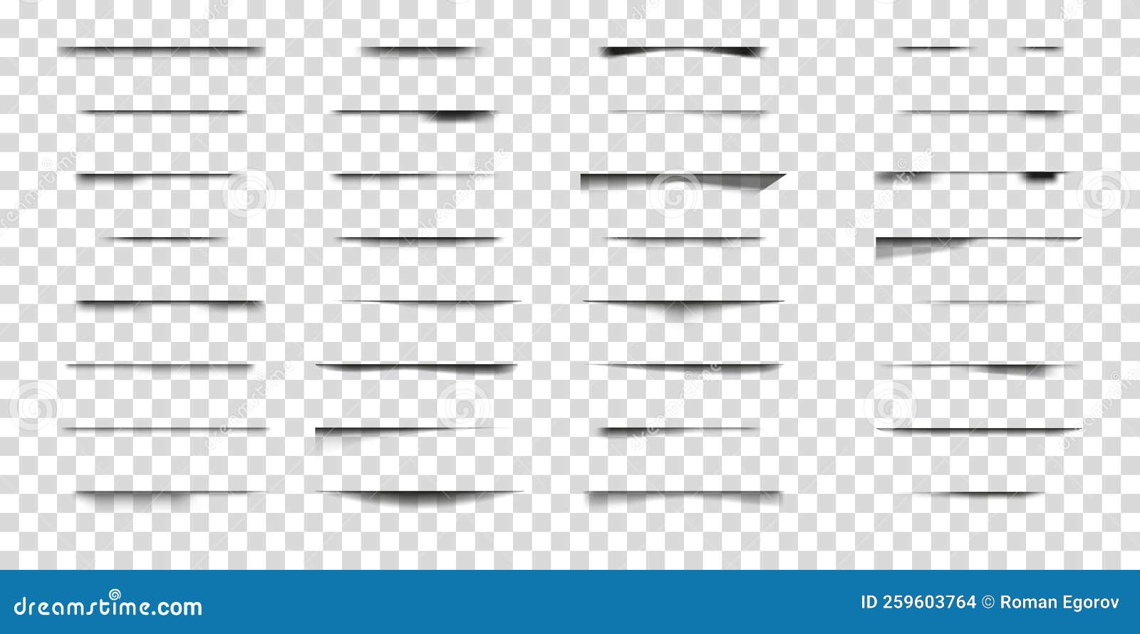 Paper Shadow, Overlay Divider, Page Edge. Realistic Rectangle Box ...