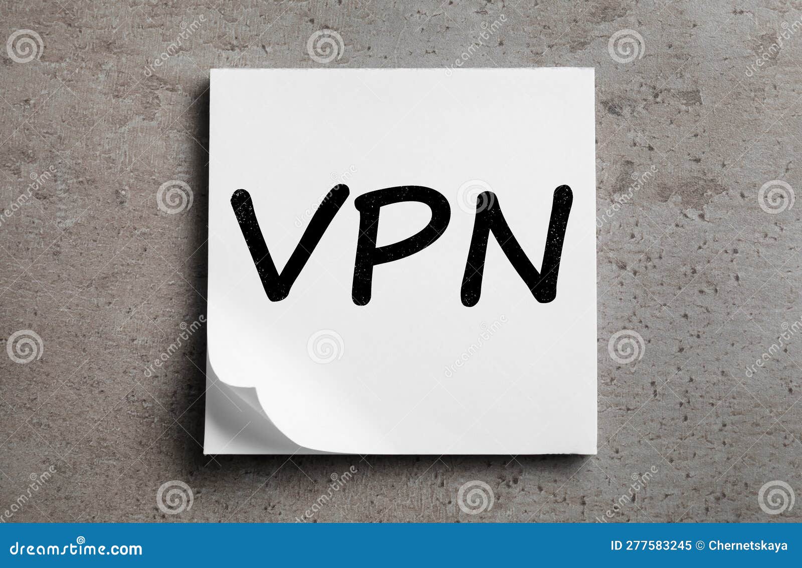 Paper Sheet with Acronym VPN (Virtual Private Network) on Grey Table ...