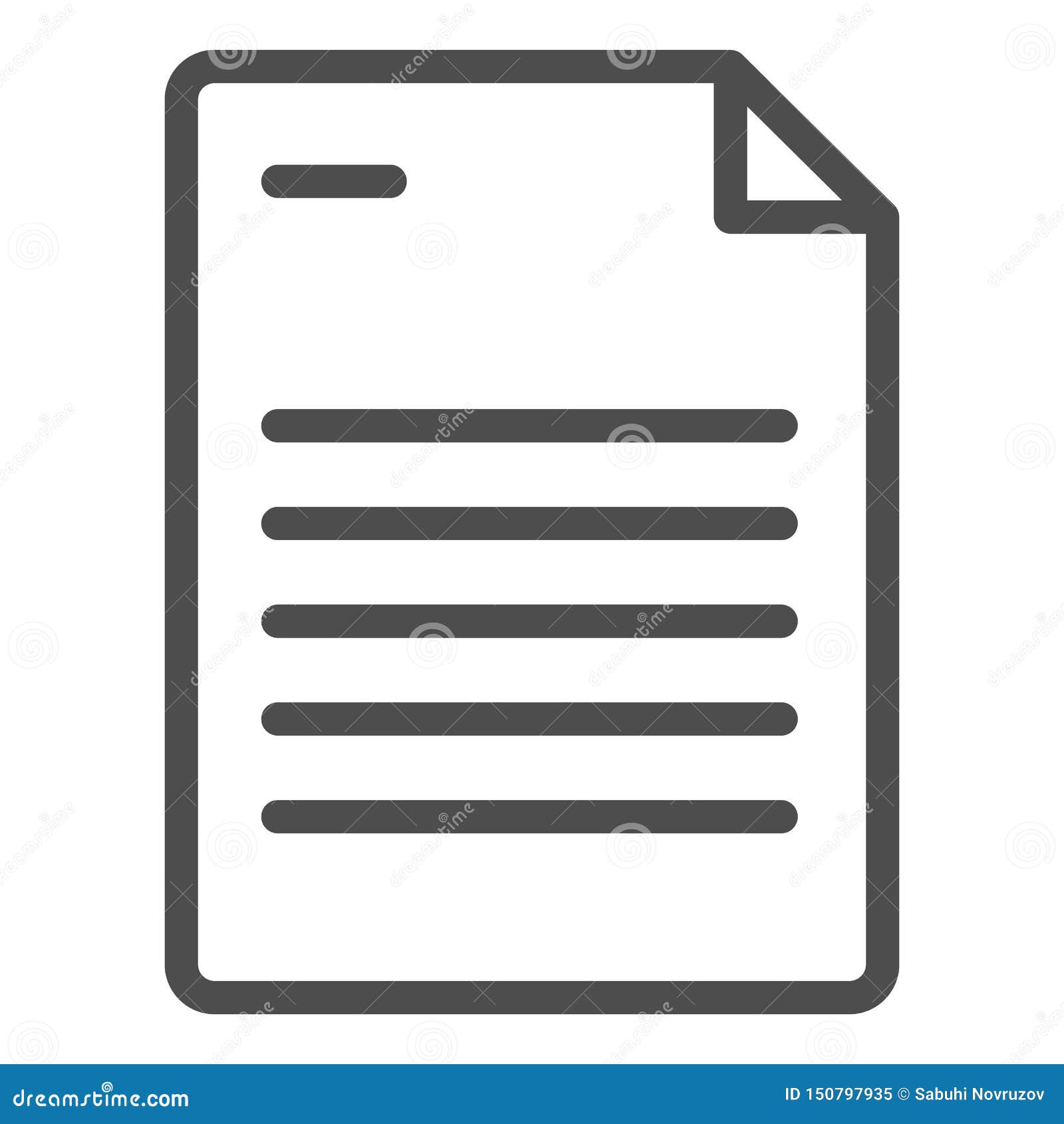 Paper Sheet Line Icon. Document Vector Illustration Isolated on White ...