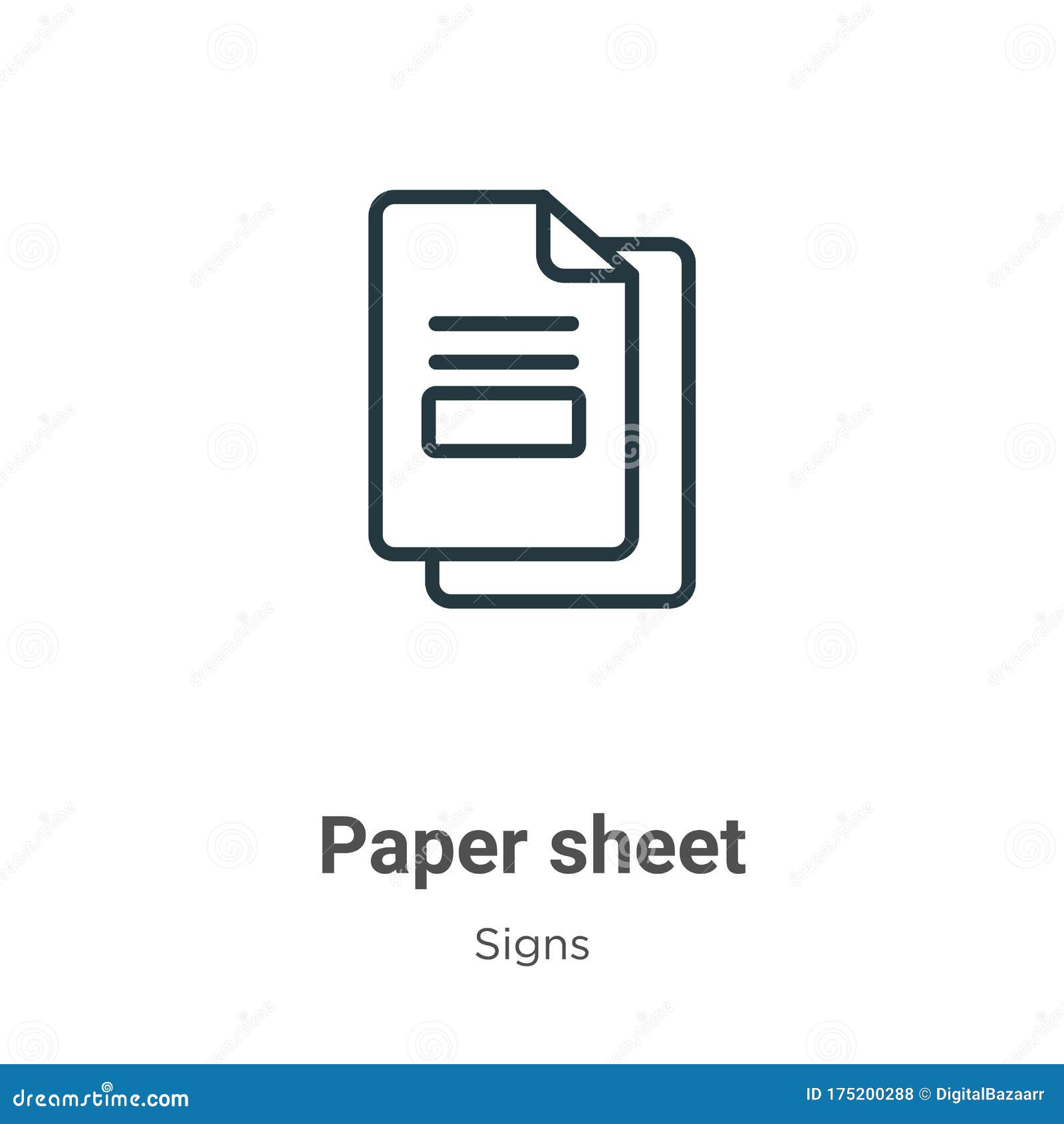 Paper Sheet Outline Vector Icon. Thin Line Black Paper Sheet Icon, Flat ...