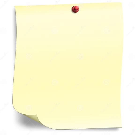 Paper Sheet with Pin on White Background. Shadow Under Sticker. Design ...