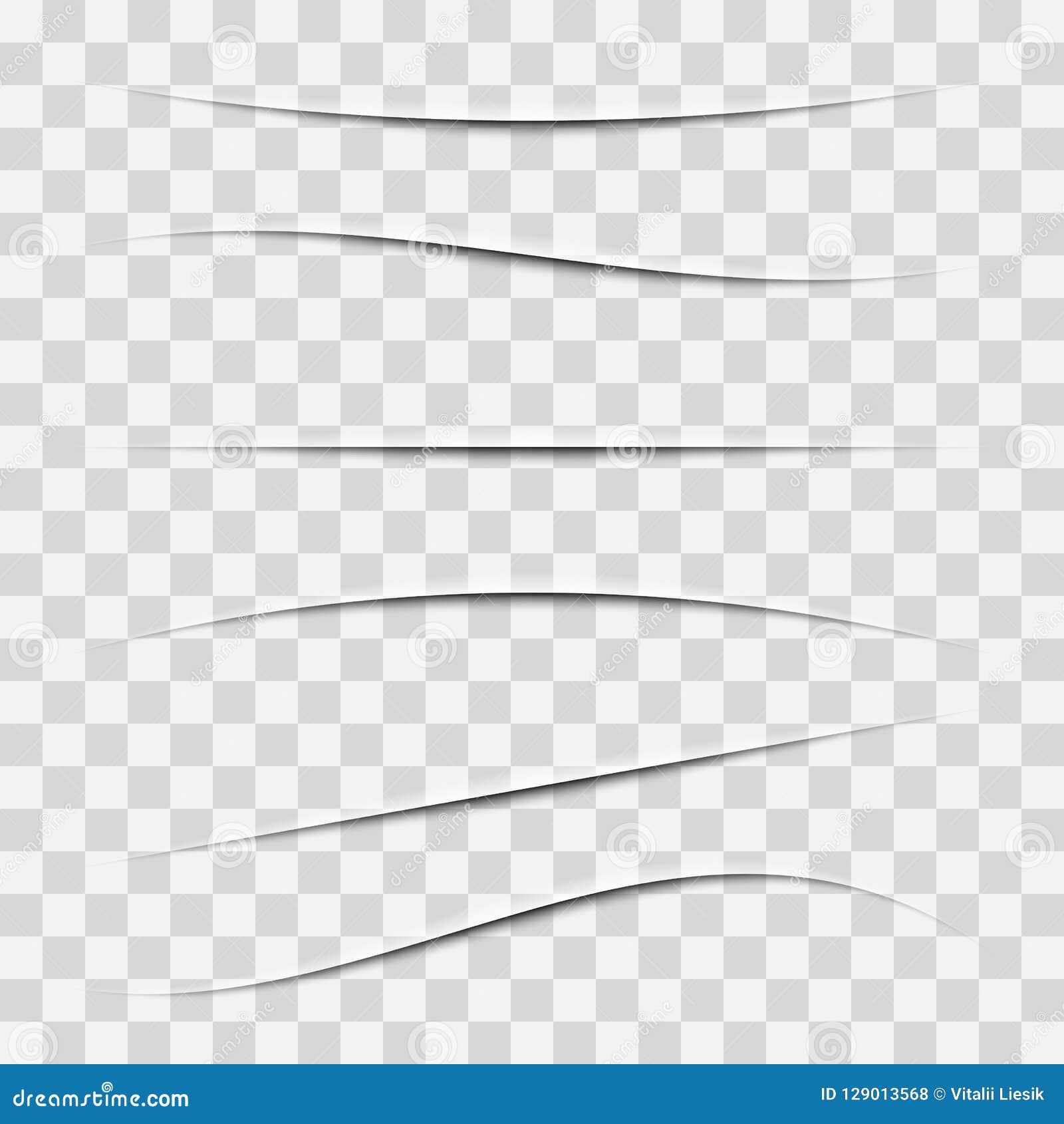 Paper Sheet Shadow Effect. Vector Transparent Realistic Shadows Set for ...