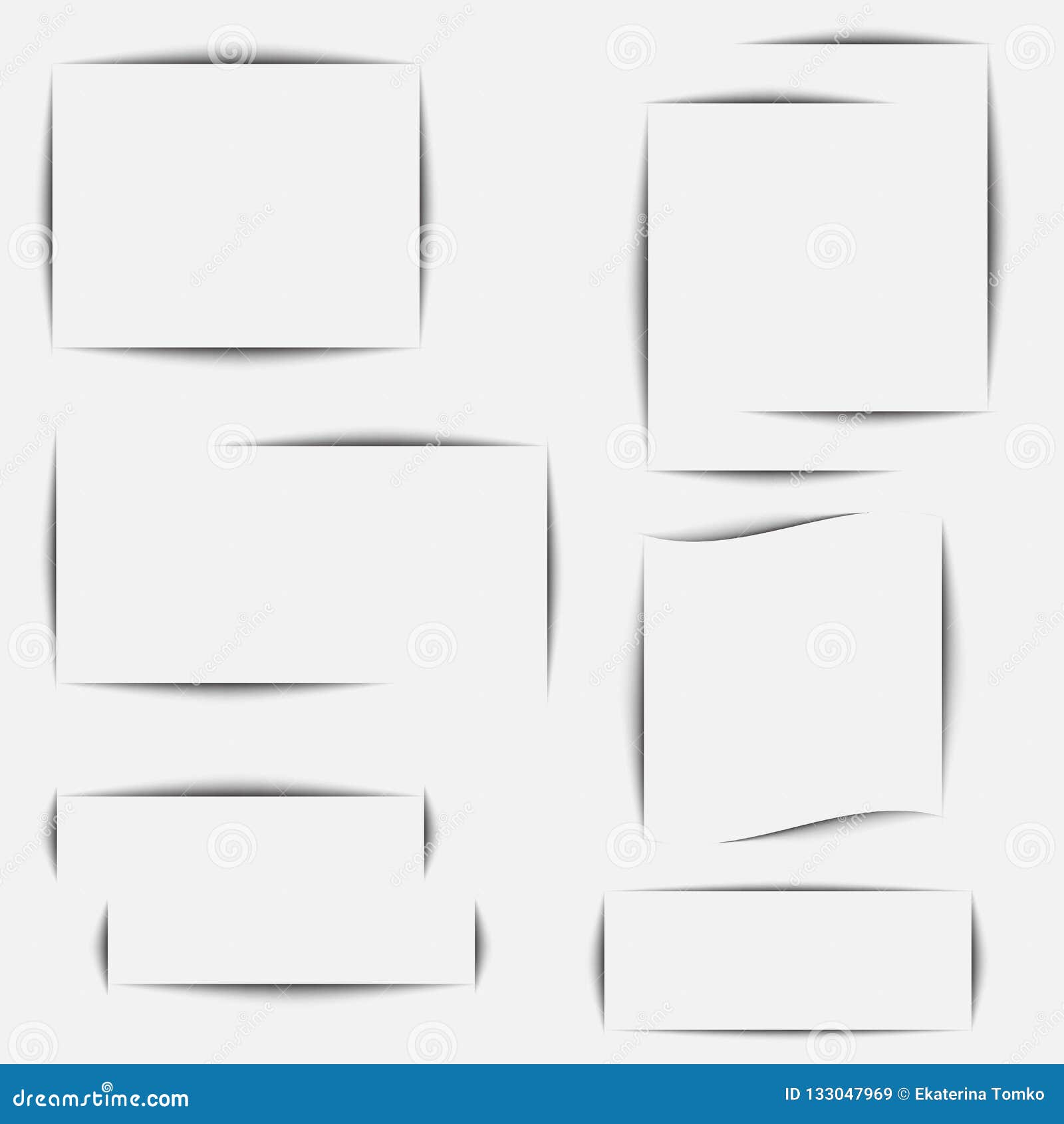 Paper Sheet Shadow Effect. Vector Transparent Realistic Shadows Set For ...