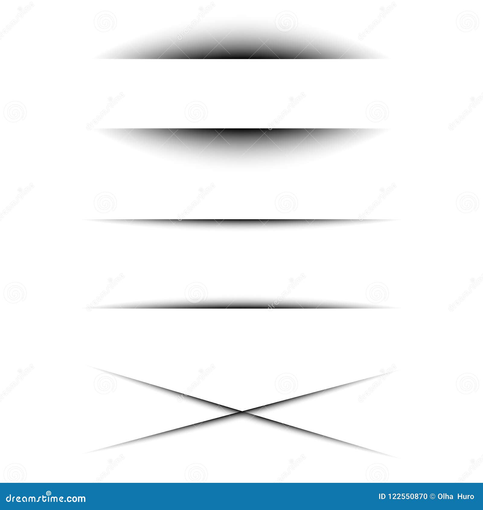 Paper Sheet Shadow Effect. Vector Transparent Realistic Shadows Set ...