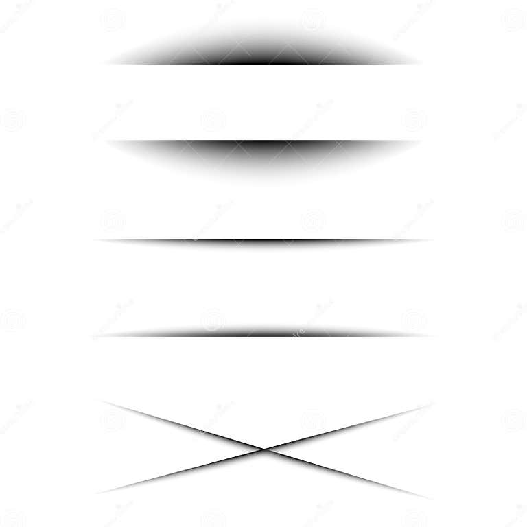Paper Sheet Shadow Effect. Vector Transparent Realistic Shadows Set ...
