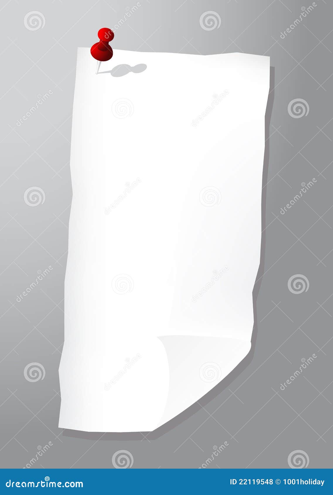 Paper sheet with tack stock vector. Illustration of attached - 22119548
