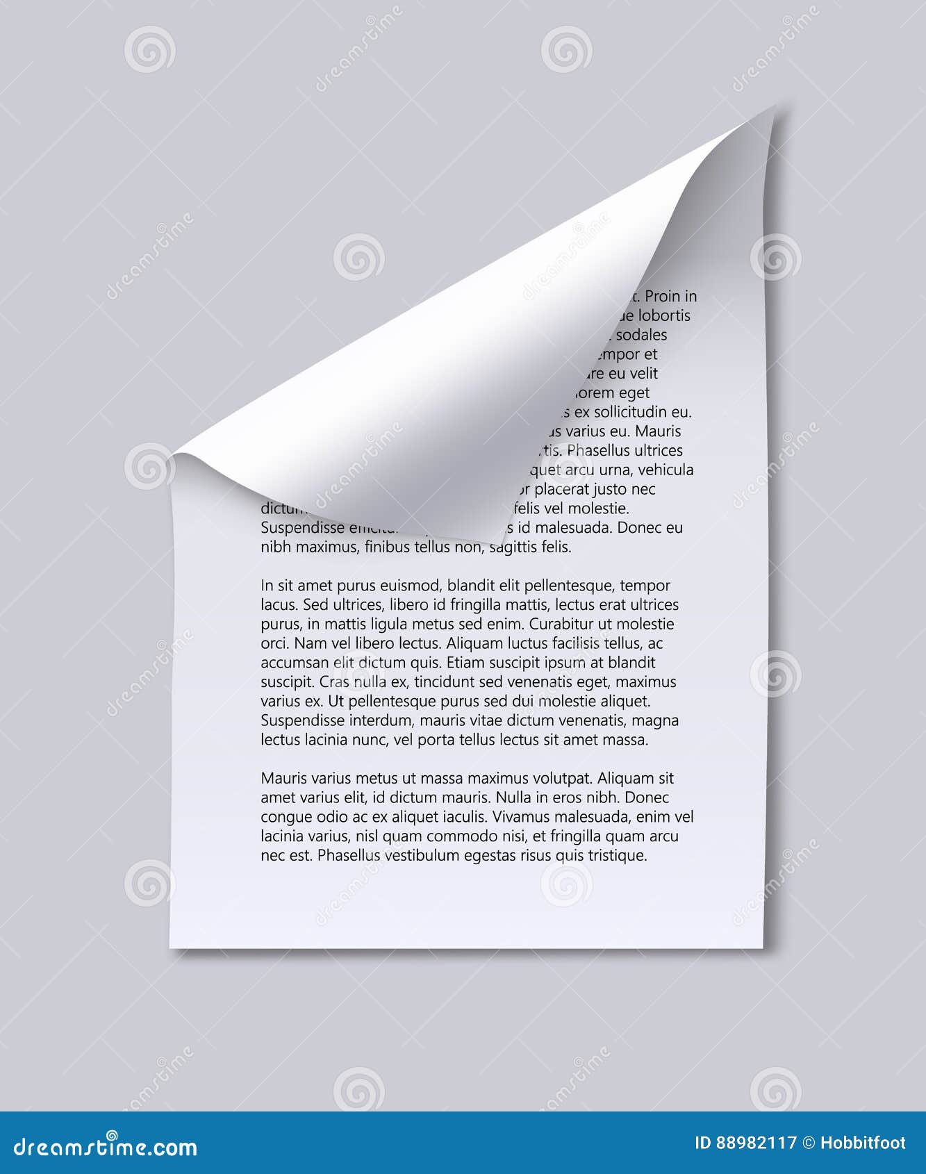 Paper Sheet with Text and Page Curl. Stock Vector - Illustration of ...