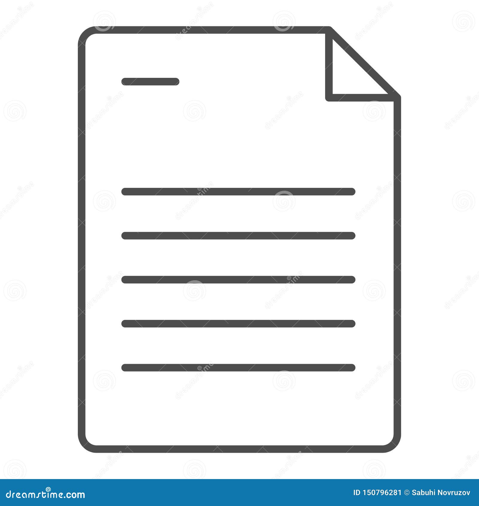 Paper Sheet Thin Line Icon. Document Vector Illustration Isolated on ...