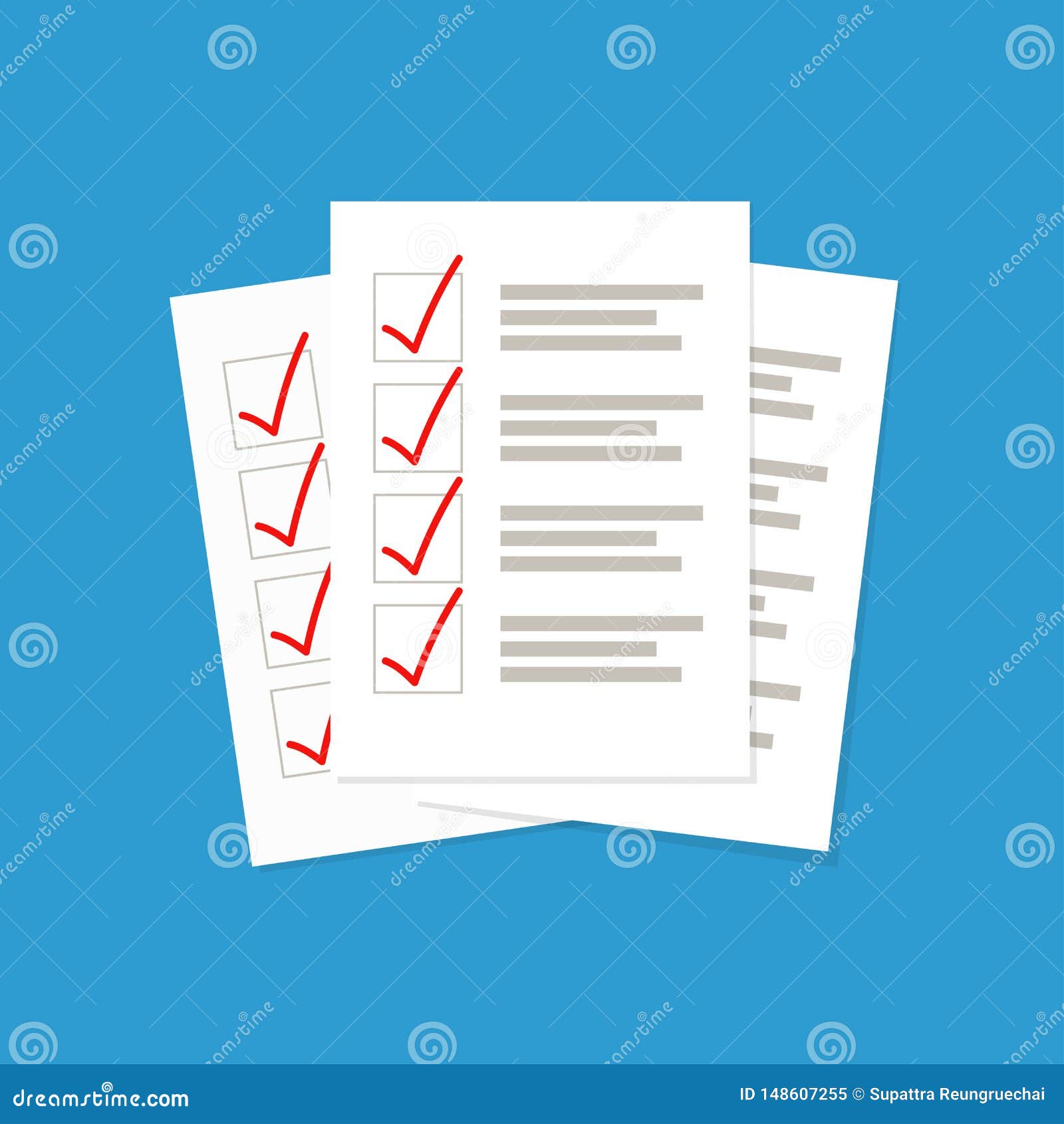 Paper Sheets with Checklist. Vector Illustration Stock Vector ...