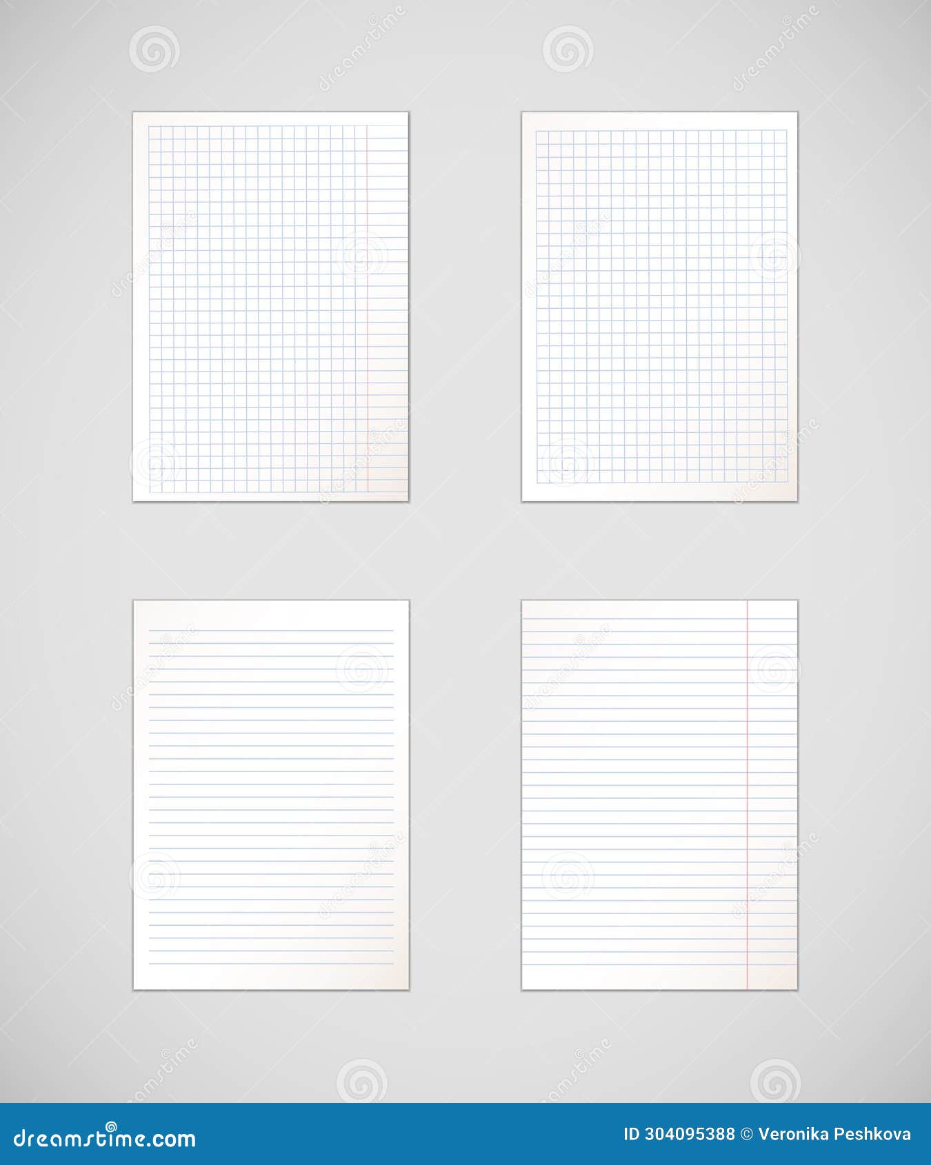 Paper Sheets Collection of A4 Format. Isolated on Background. Stock ...