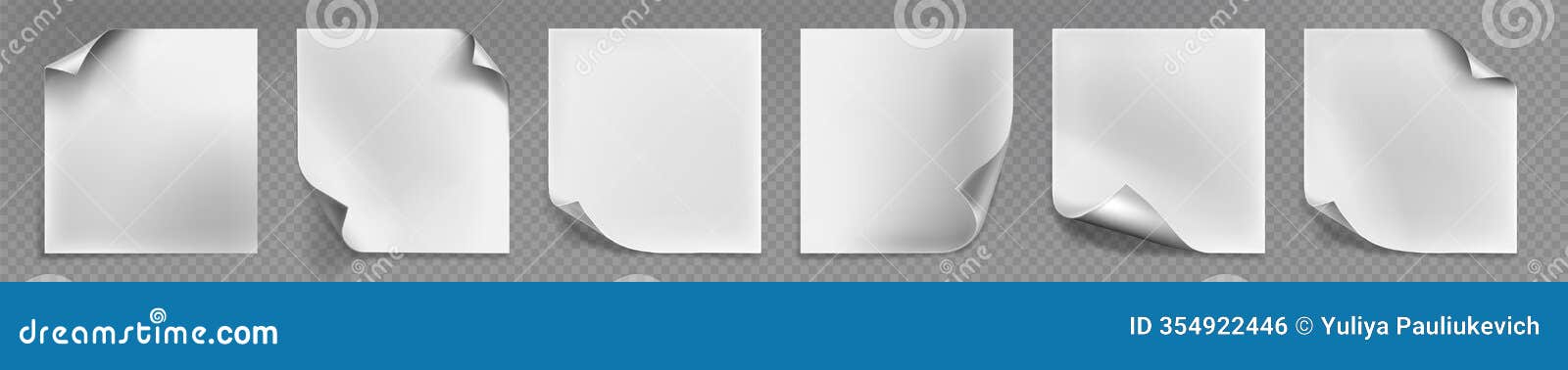 Paper Sheets with Curled Corners Set Stock Illustration - Illustration ...