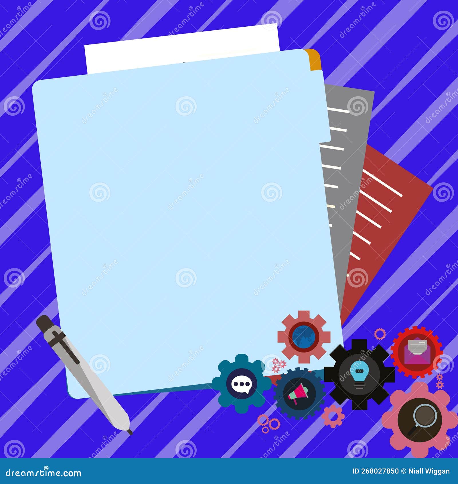 Paper Sheets with Text Laying on Bright Colored Background. Pencil ...